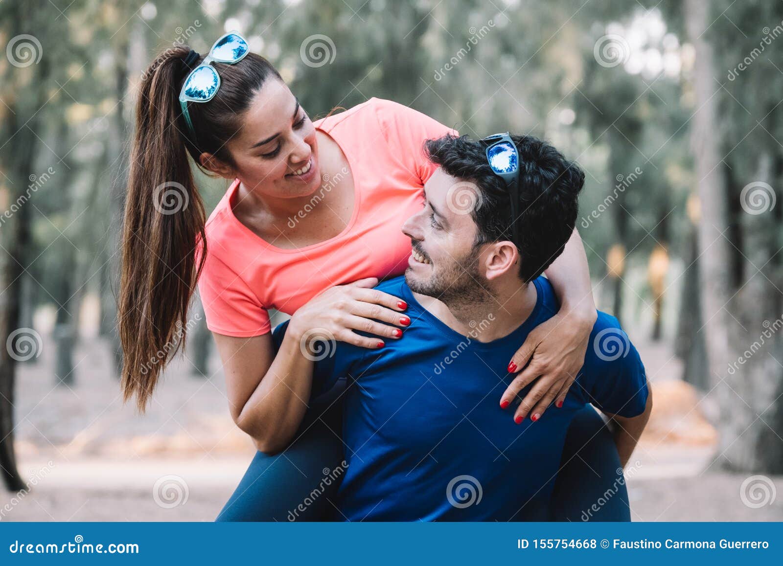 Couple of Lovers Playing in the Park Stock Photo - Image of kissing ...