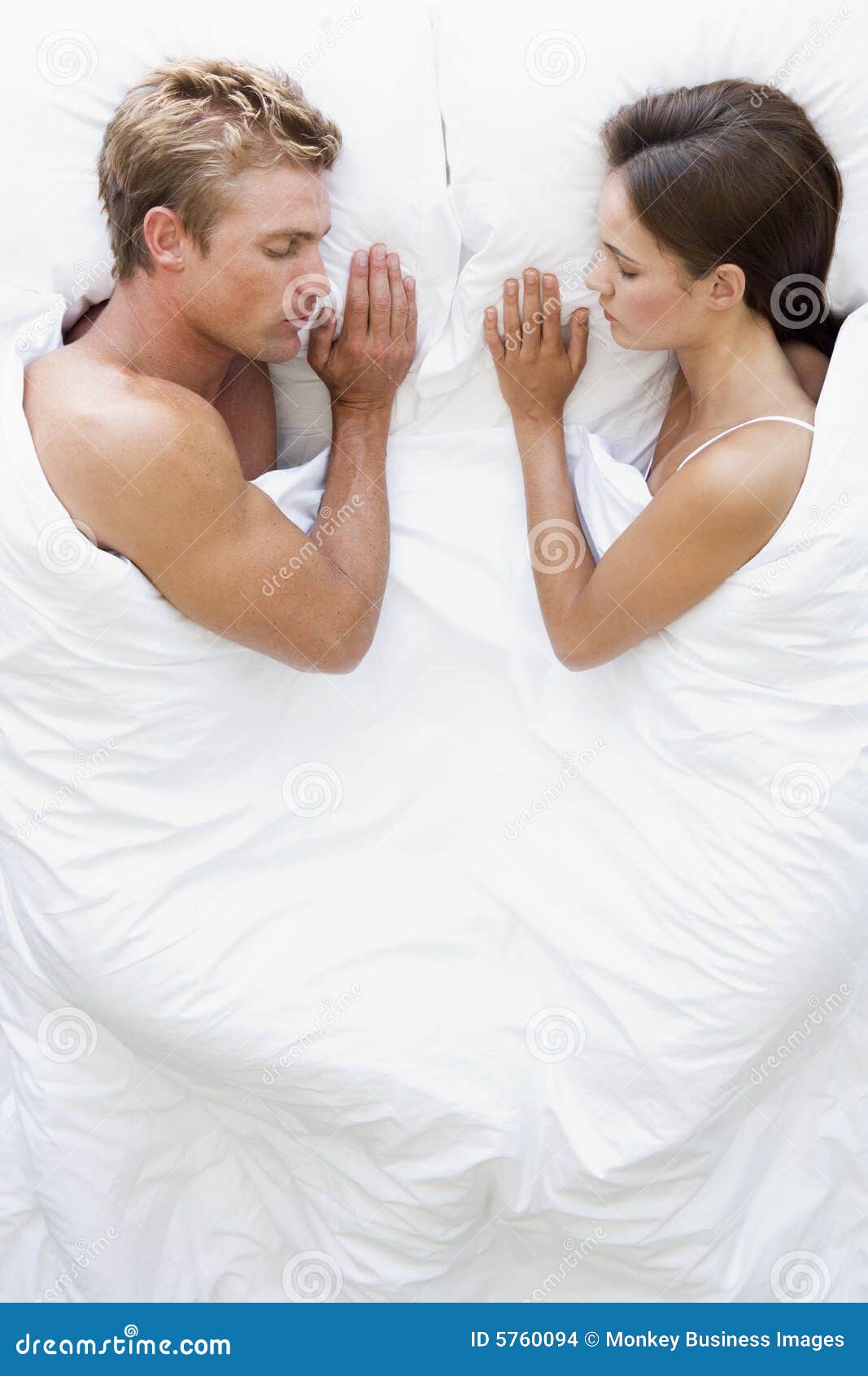 Couple Lying in Bed Sleeping Stock Photo - Image of close, angle: 5760094