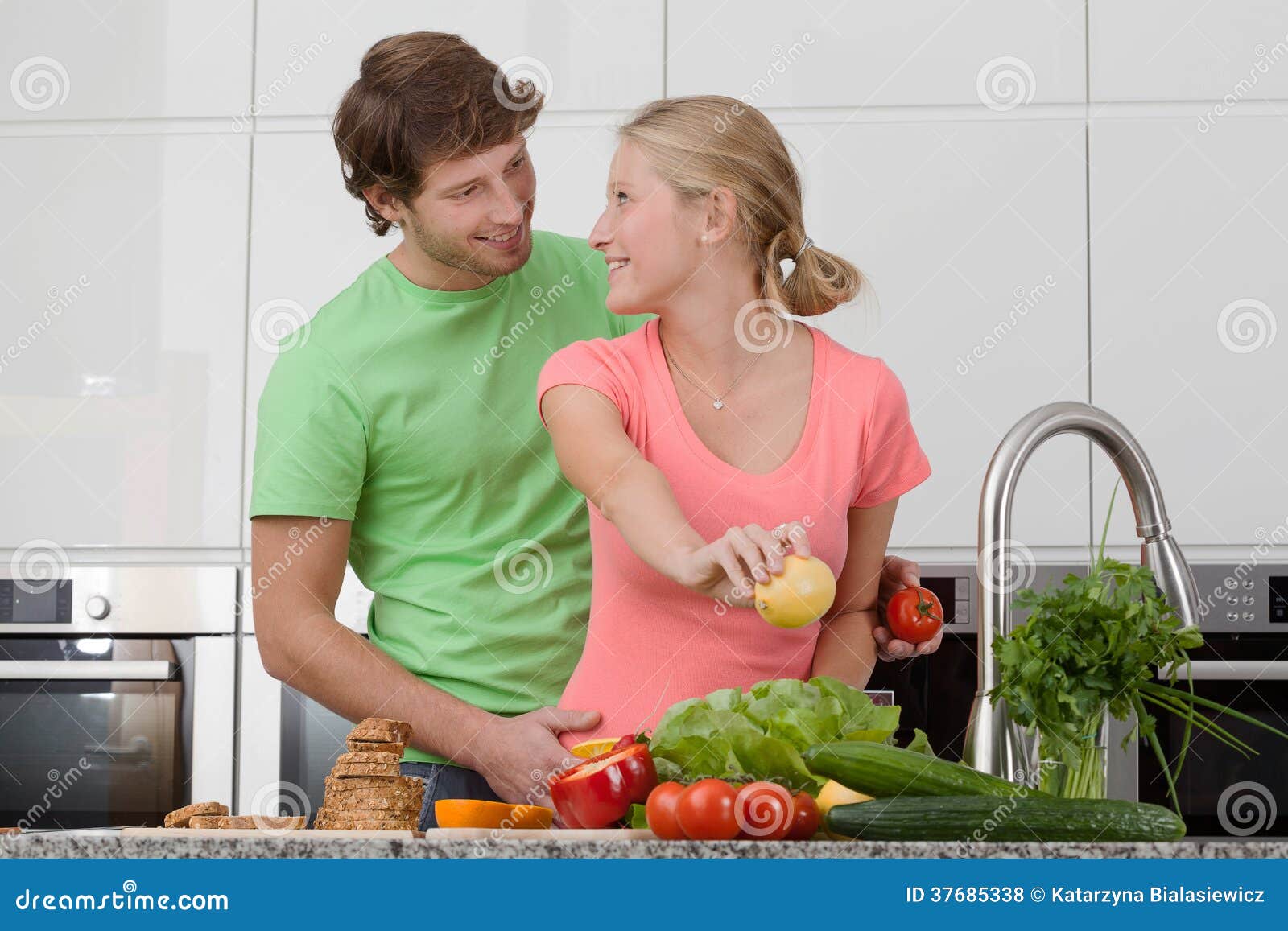Couple making breakfast stock photo. Image of breakfast - 37685338