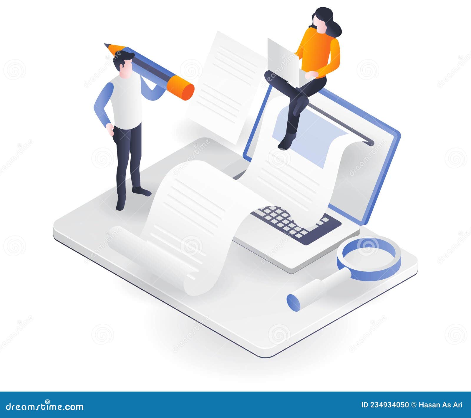 Creative Blog Post Concept Card 3d Isometric View. Vector ...