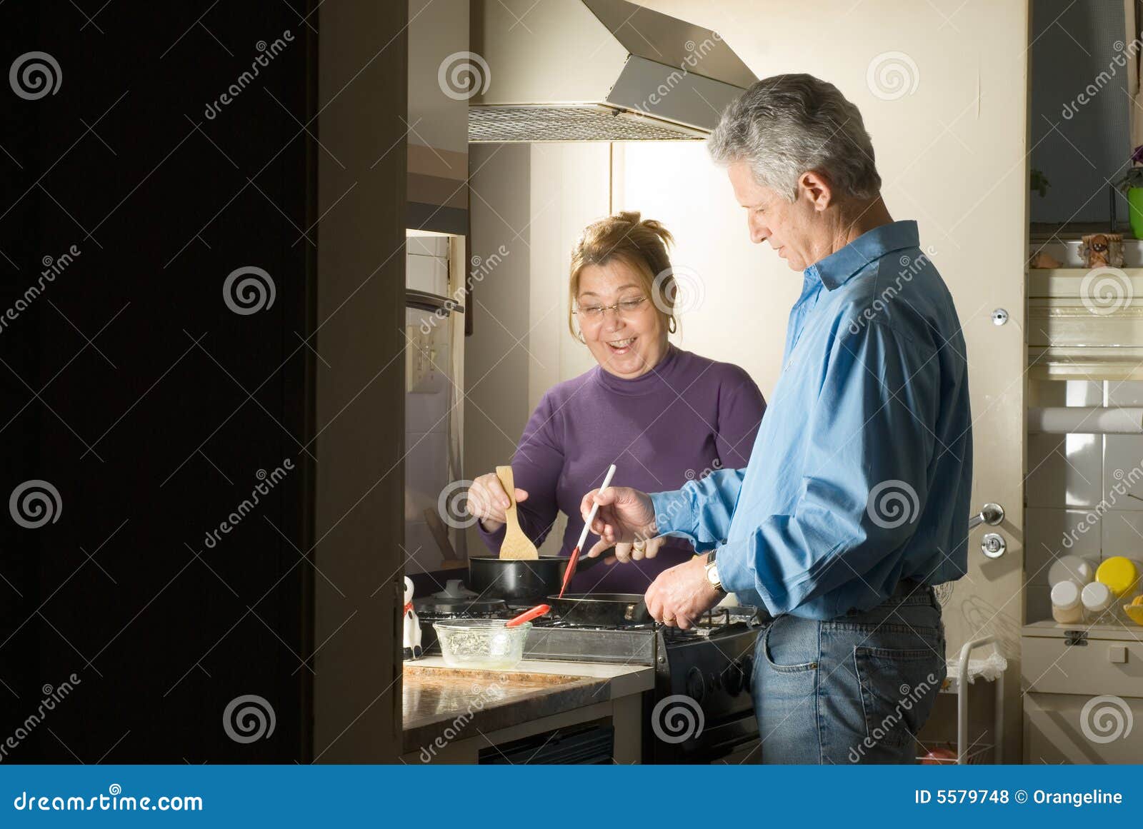 Couple Making Dinner - Horizontal Stock Photo - Image of dinner ...