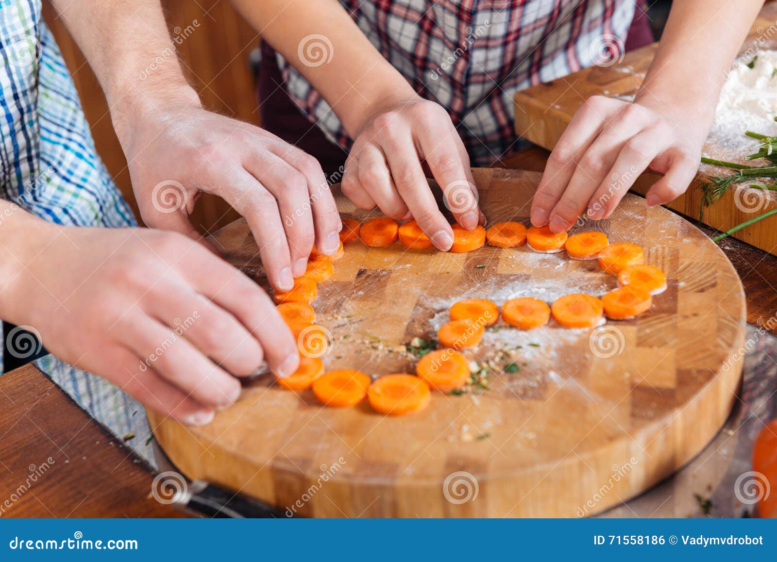 Couple Making Heart with Cutted Carrots on the Kitchen Stock Photo ...