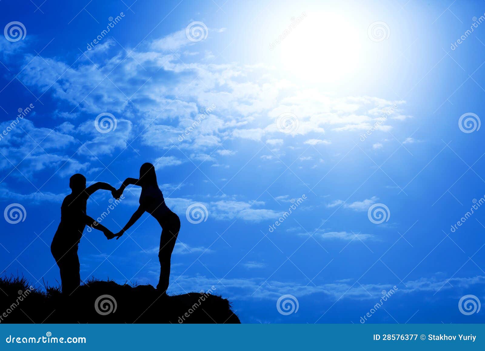 Couple Making Heart Shape with Arms Stock Image - Image of place ...