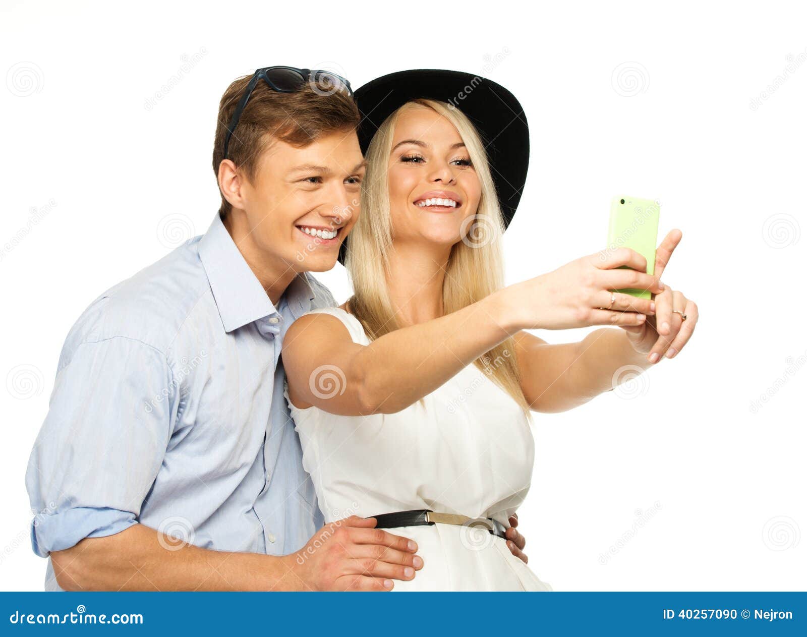 Couple making selfie stock photo. Image of hairdo, dress - 40257090