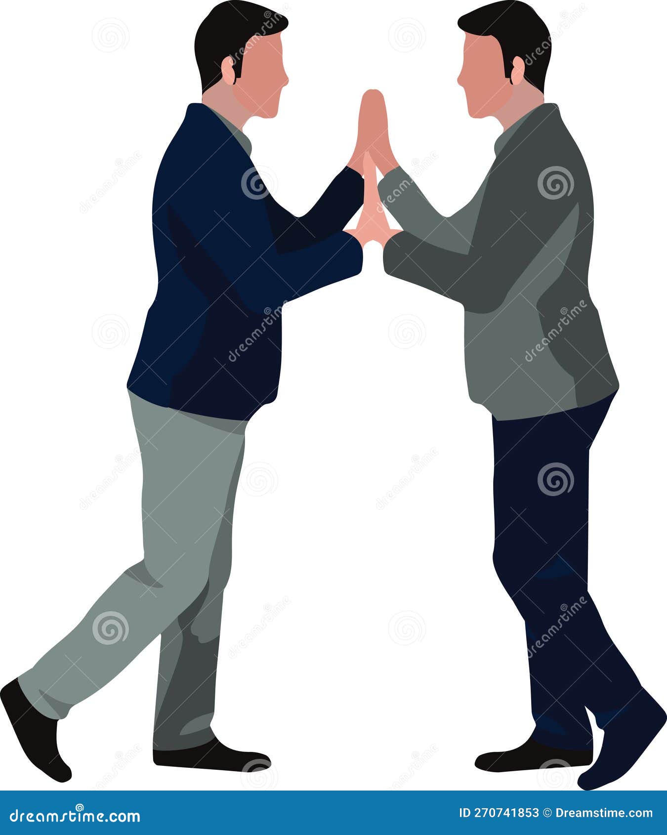 Couple of Male People in Front Push Each Other- Stock Vector ...