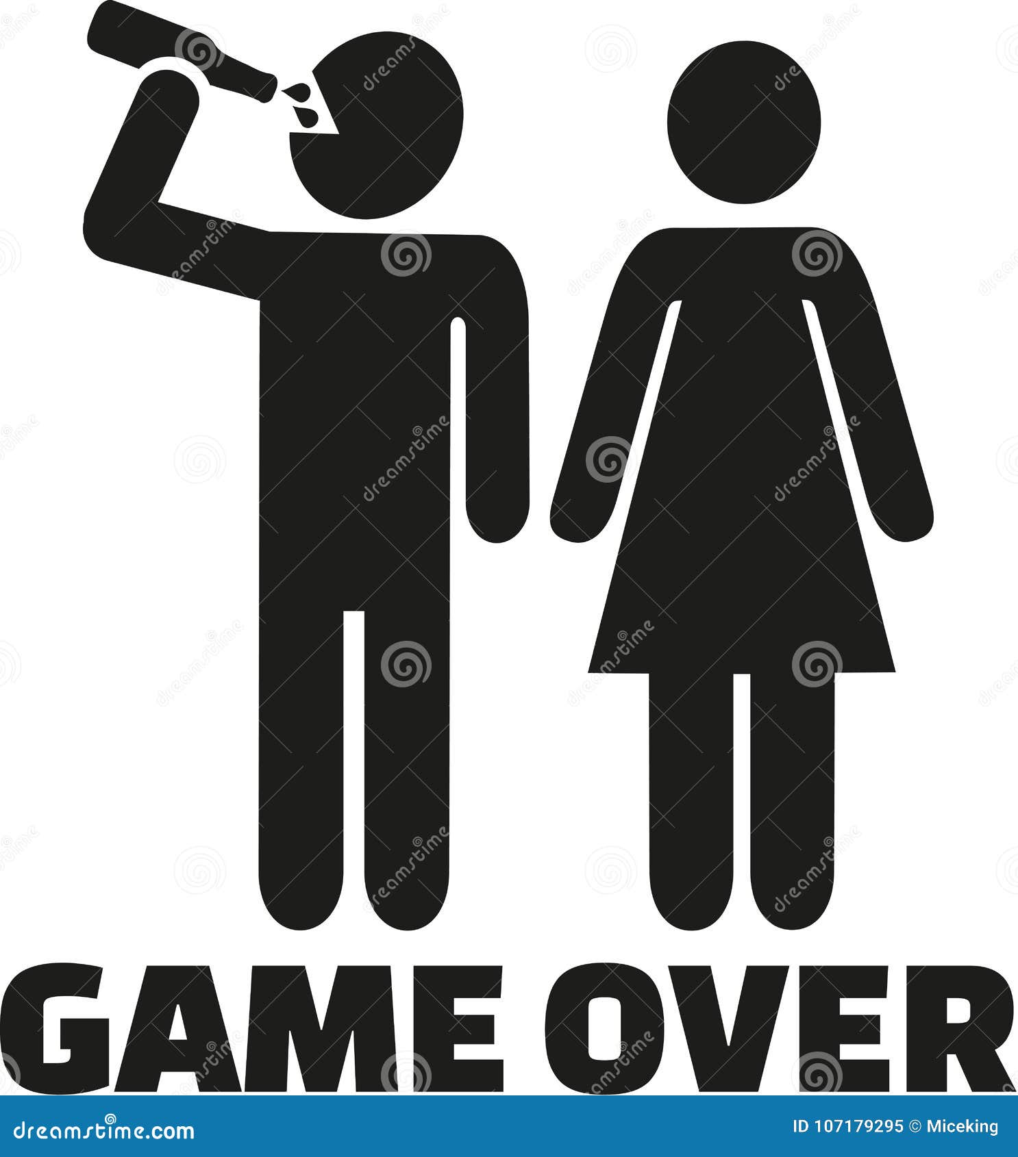 Couple Man Drinking - Game Over Stock Vector - Illustration of symbol ...