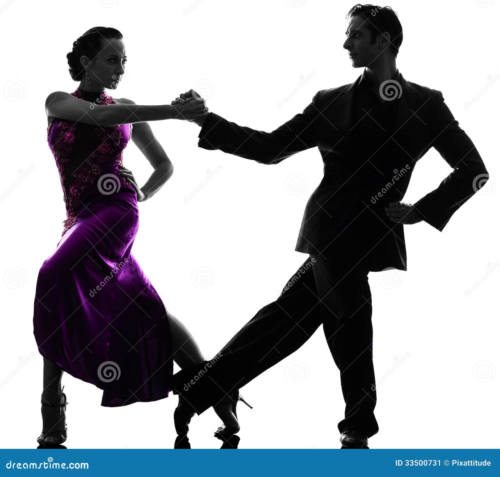 Couple Man Woman Ballroom Dancers Tangoing Silhouette Stock Image