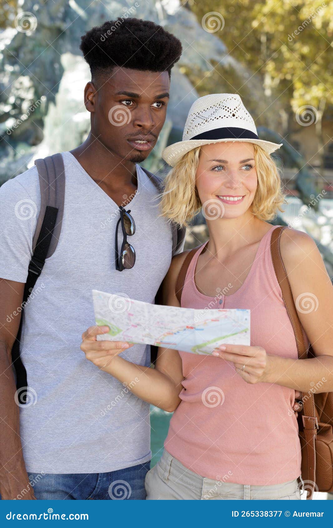 Couple with Map while Traveling Together Stock Image - Image of studio ...