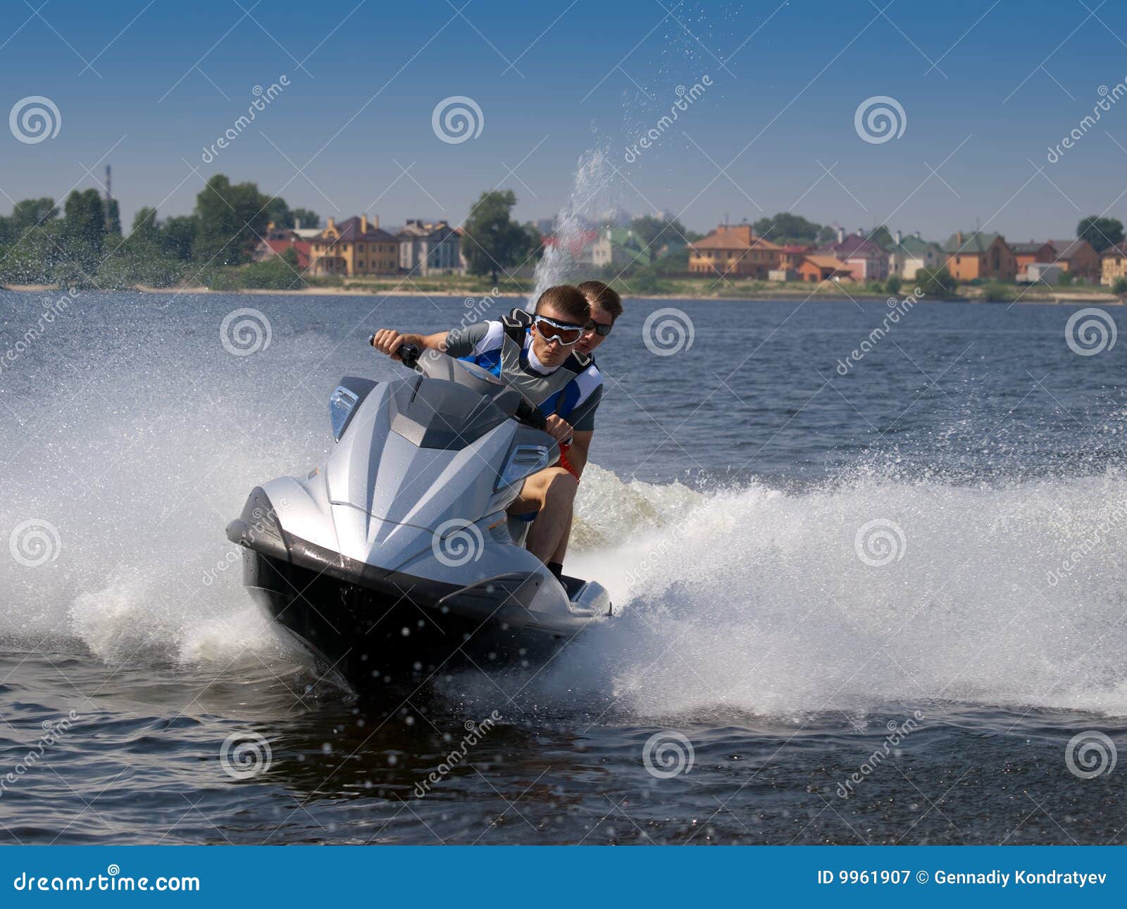 Couple men on jet ski stock image. Image of adrenaline - 9961907
