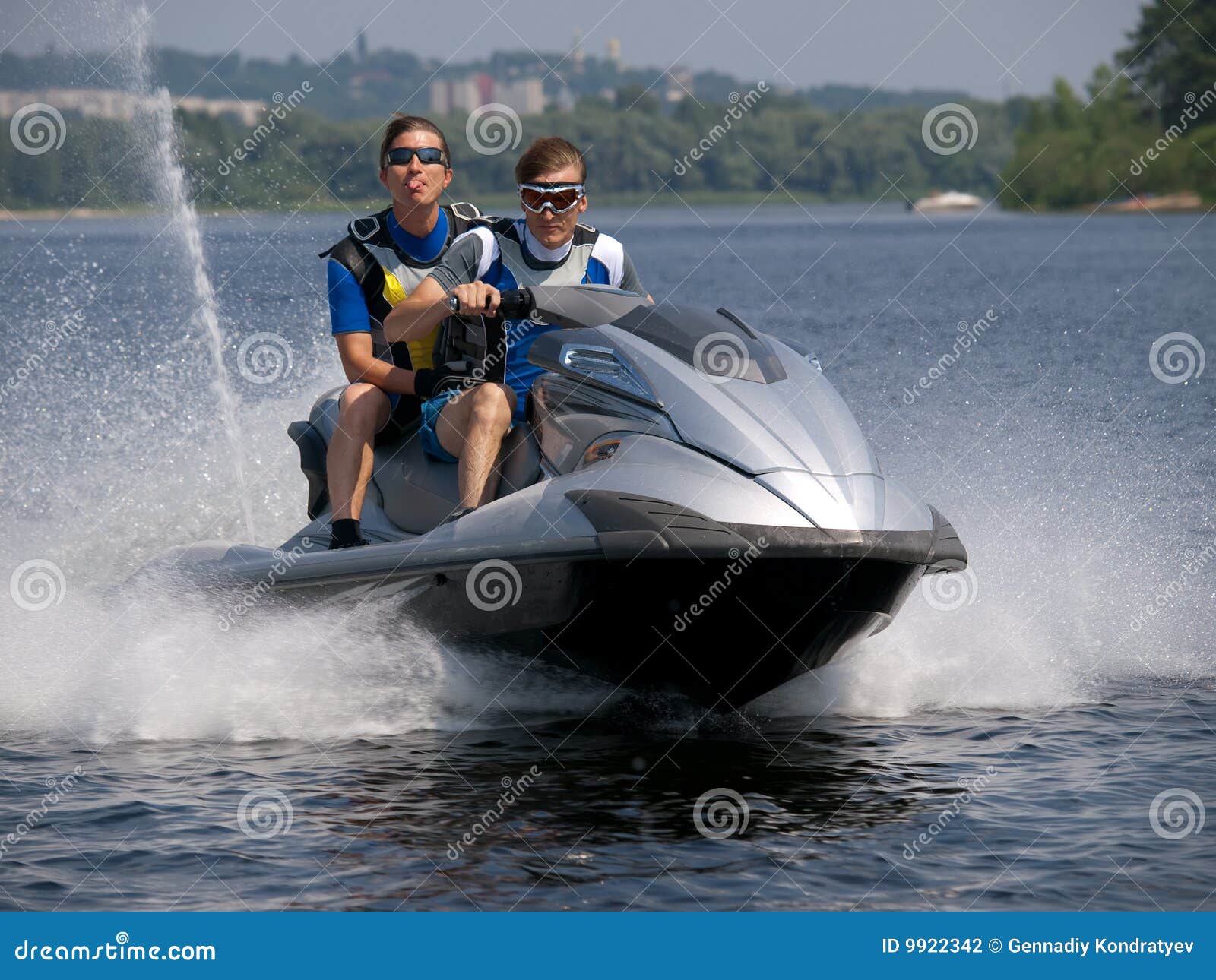 Couple Men On Jet Ski In The River Stock Photography - Image: 9922342