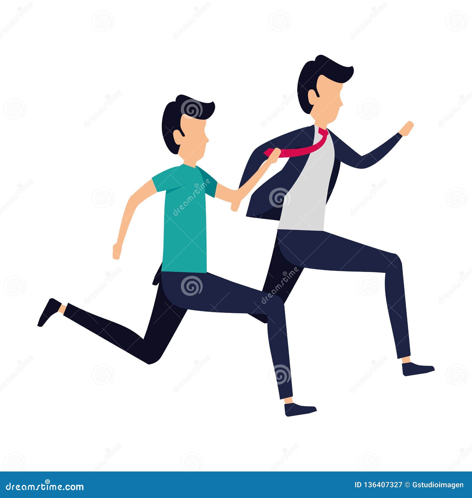 Couple of Men Running Characters Stock Vector - Illustration of ...
