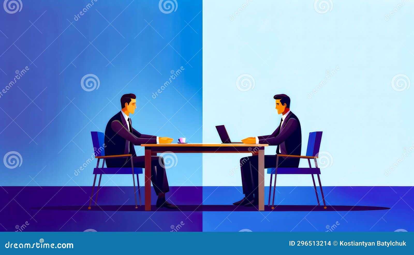Couple of Men Sitting at Table with Laptop Computer in Front of Them ...