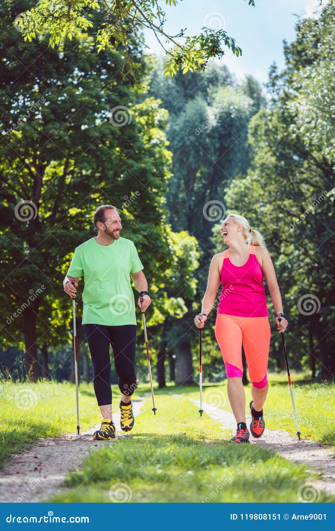 Couple Doing Nordic Walking for Sport Stock Image - Image of happy ... Couple Doing Nordic Walking for Sport Stock Image - Image of happy ...