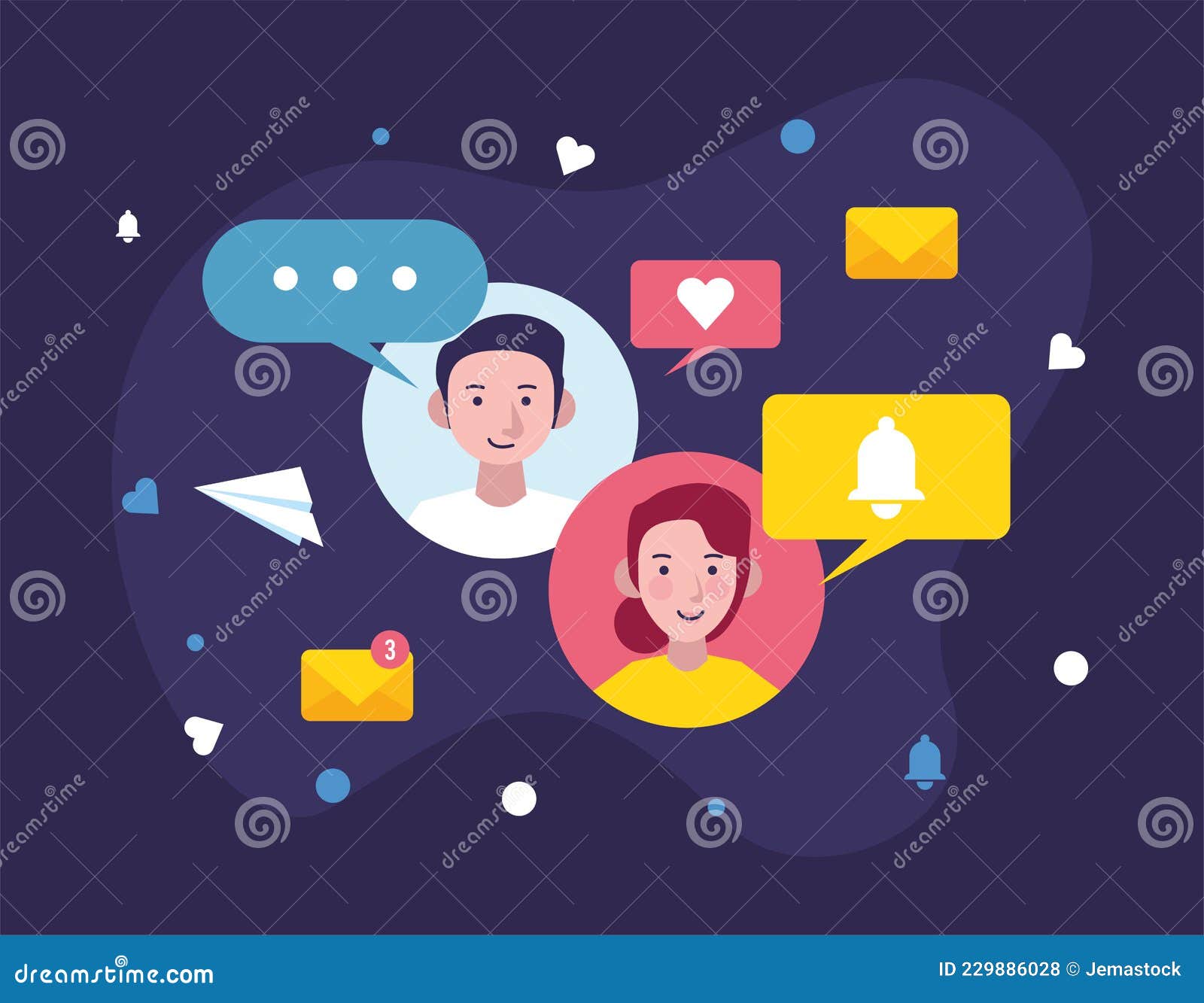 Couple and Messaging Communication Stock Vector - Illustration of ...
