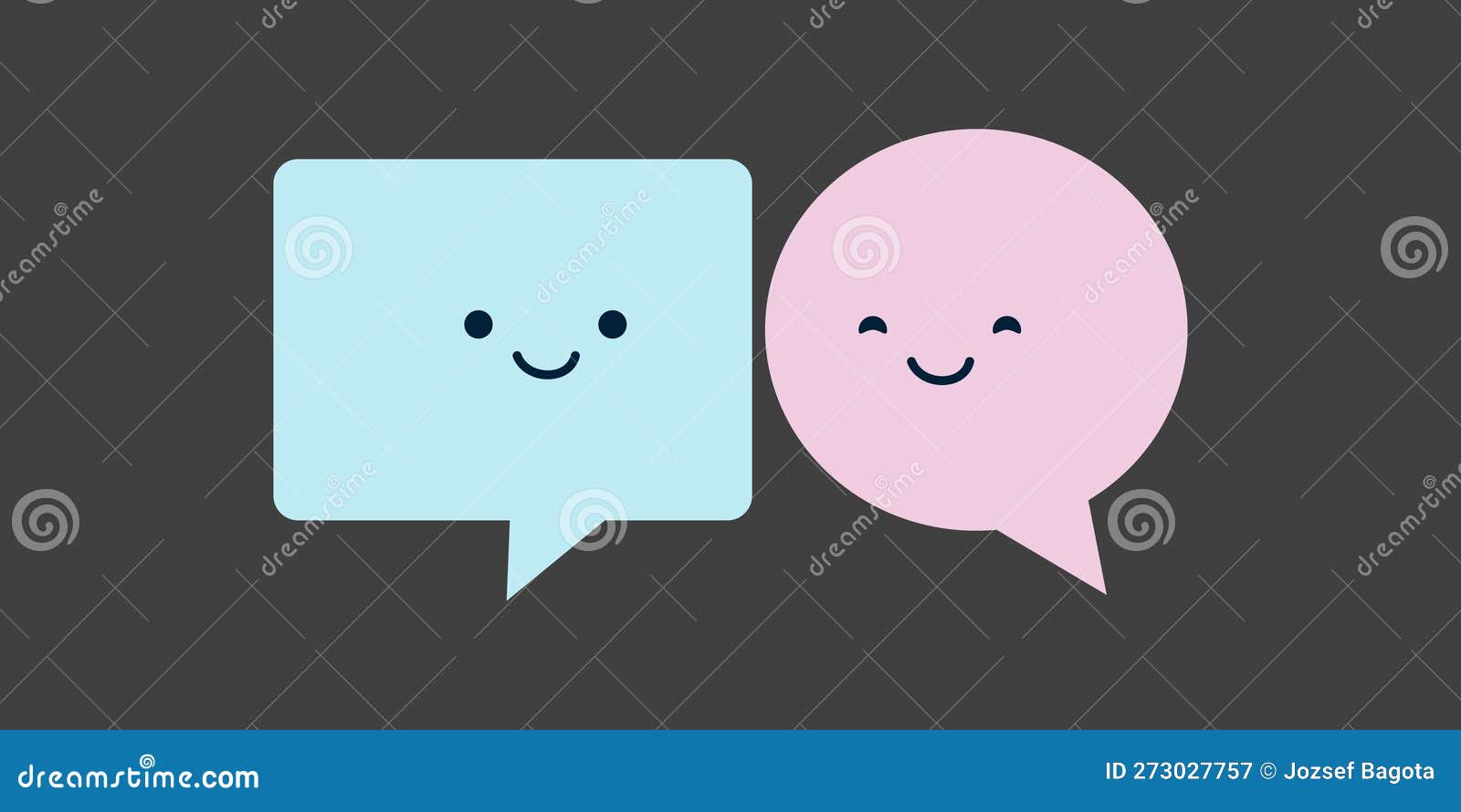 Couple of Modern Style Minimalist Colored Speech Bubbles with Smiling ...