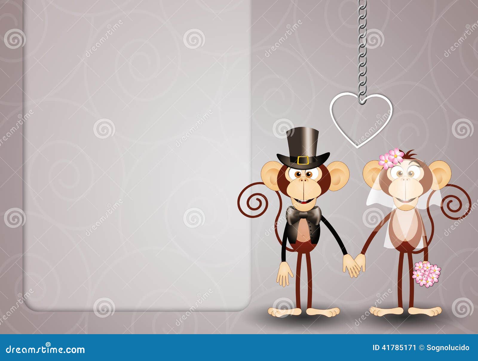 A Couple of Monkeys Just Married Stock Illustration - Illustration of ...
