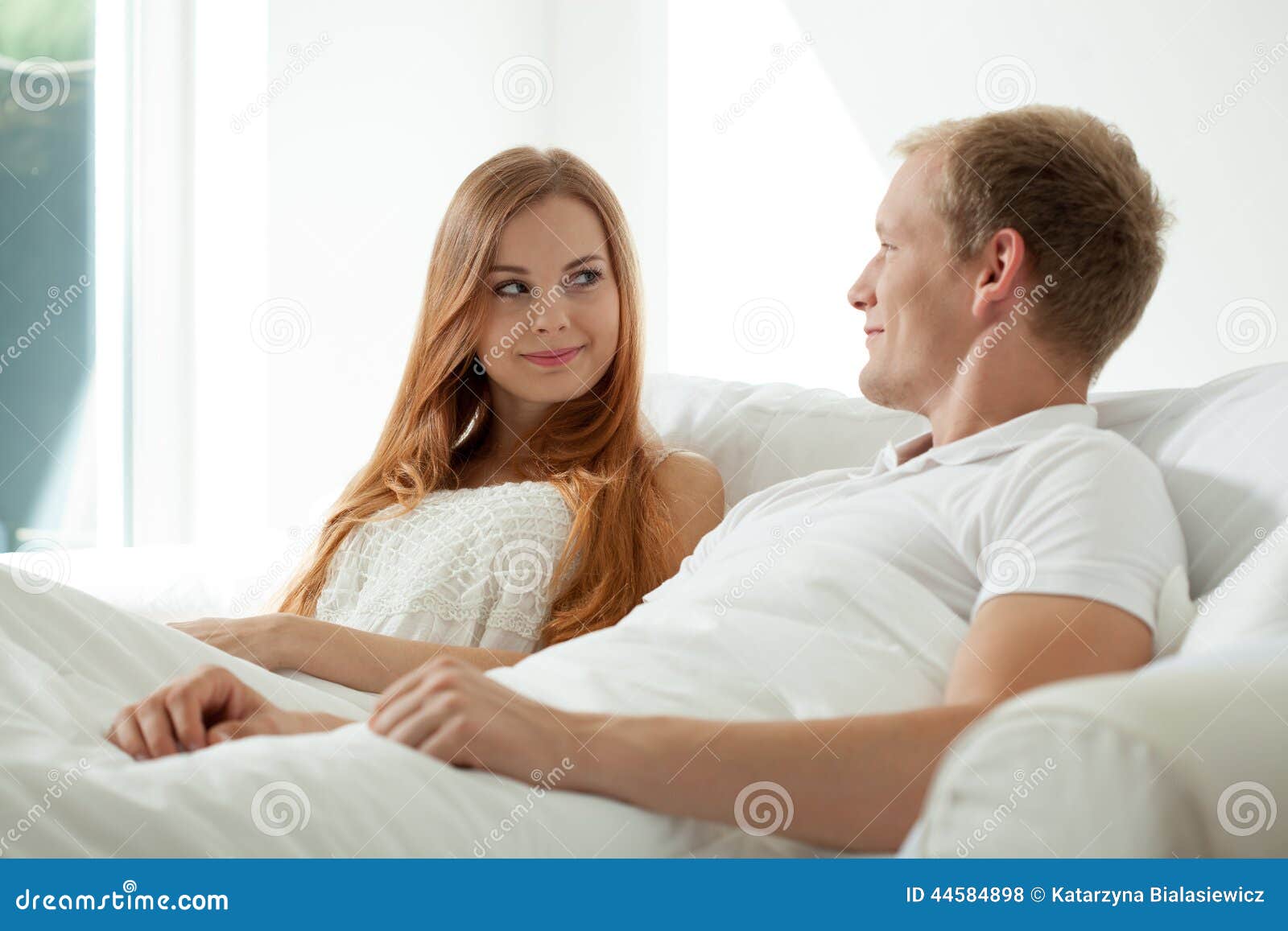Couple during Morning in Bed Stock Photo - Image of laziness, relax ...