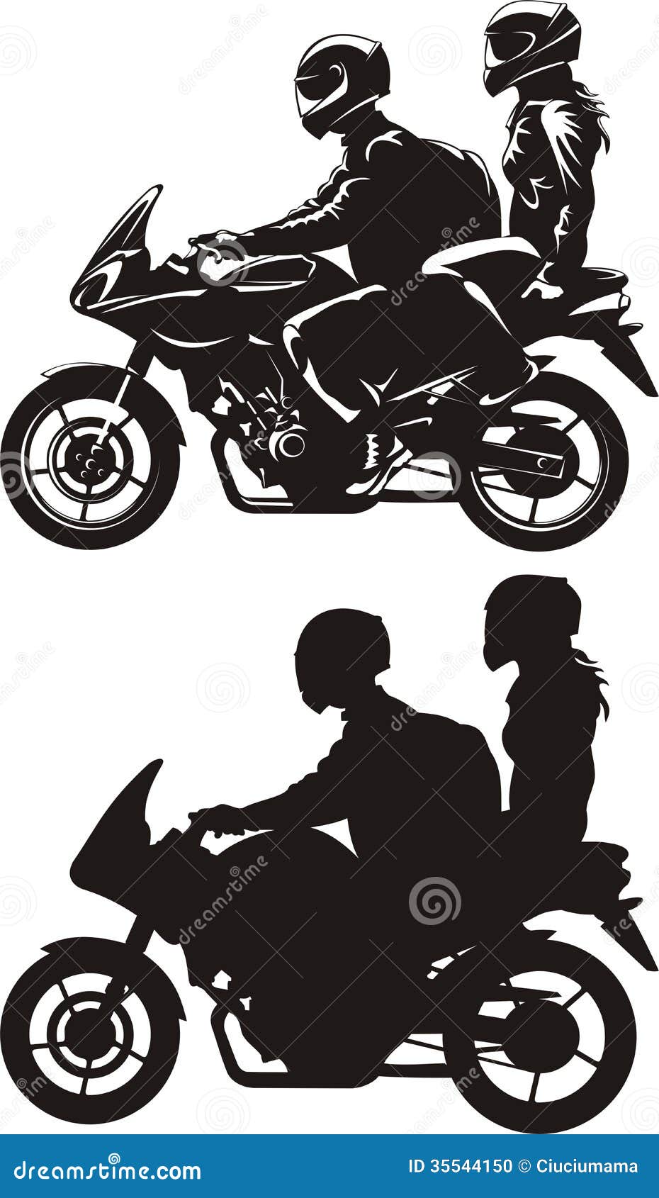 Couple On Motorcycle Stock Vector Illustration Of Silhouette 35544150