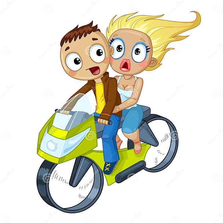 Couple On Motorcycle Stock Vector Illustration Of Drive 44301593