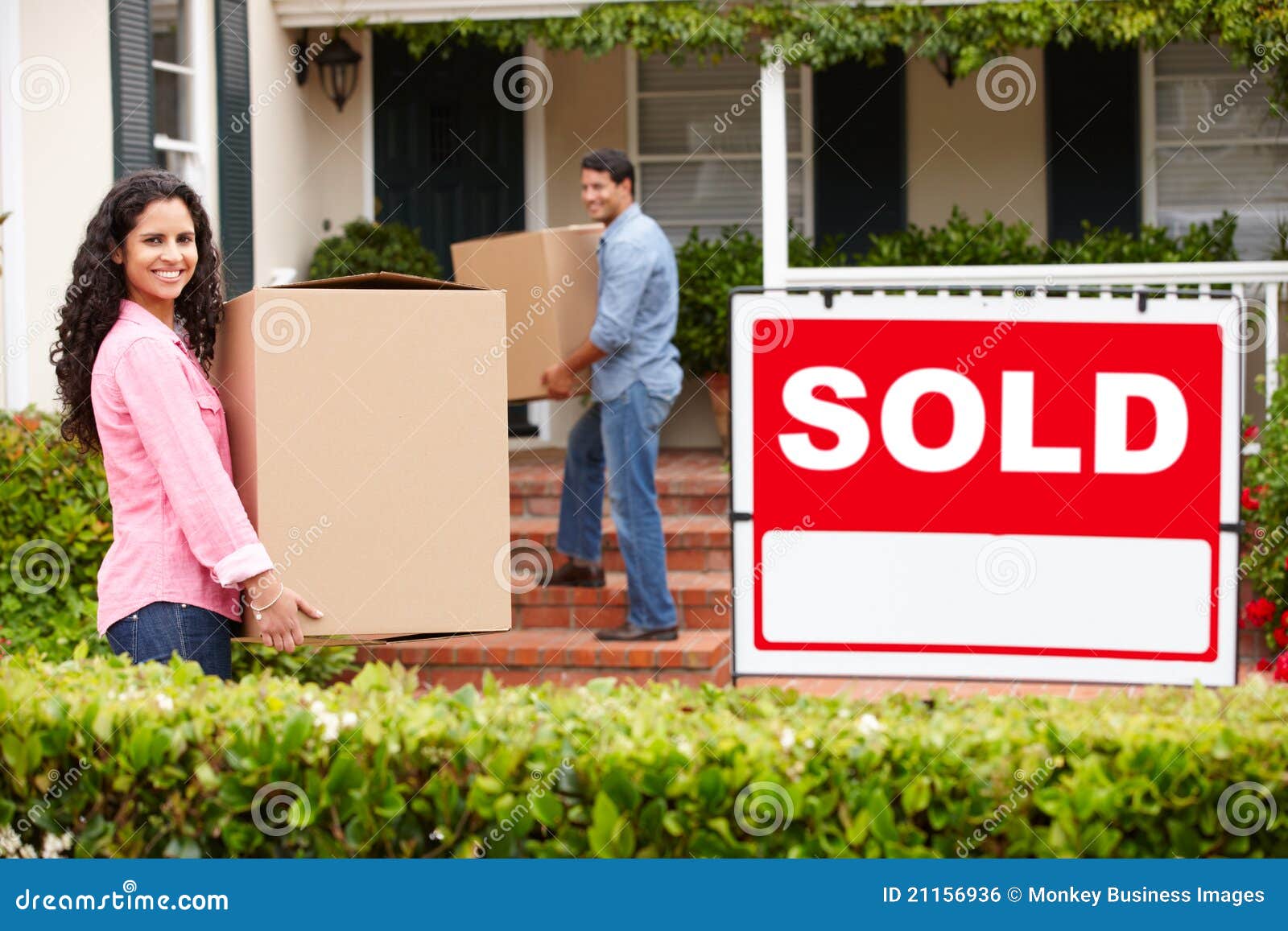 Couple Moving into New Home Stock Photo - Image of moving, outside ...
