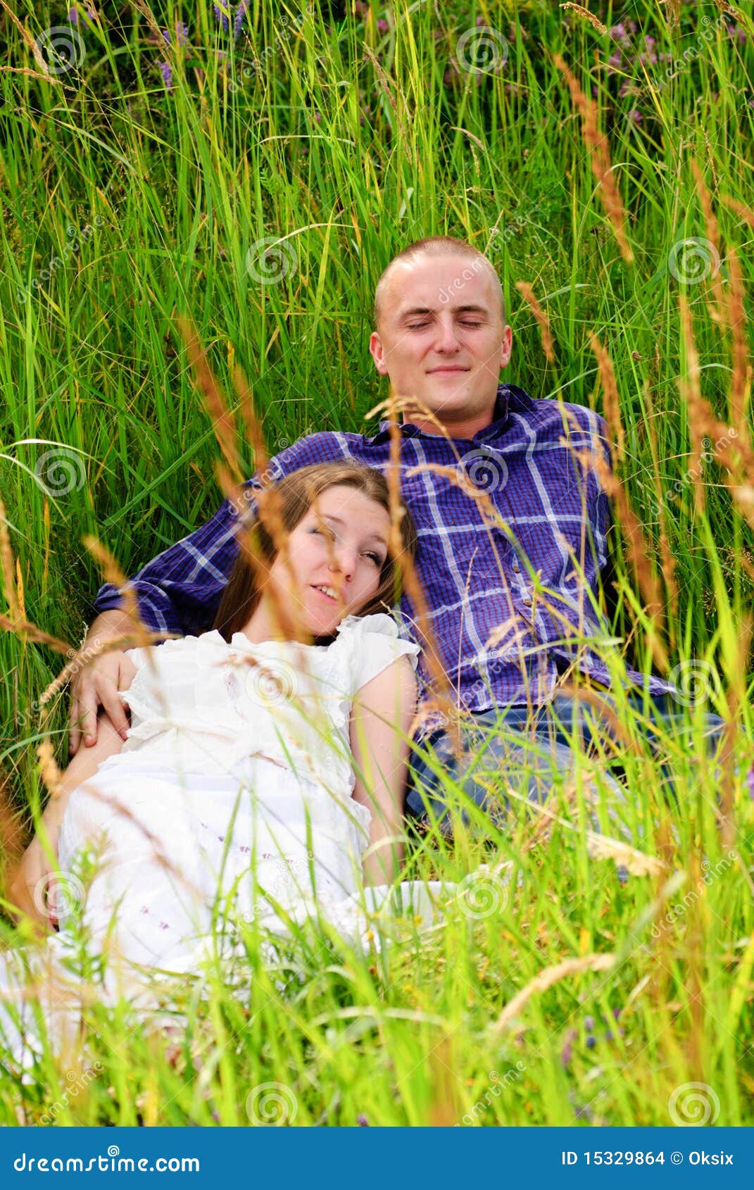 Couple on nature stock photo. Image of park, hair, field - 15329864