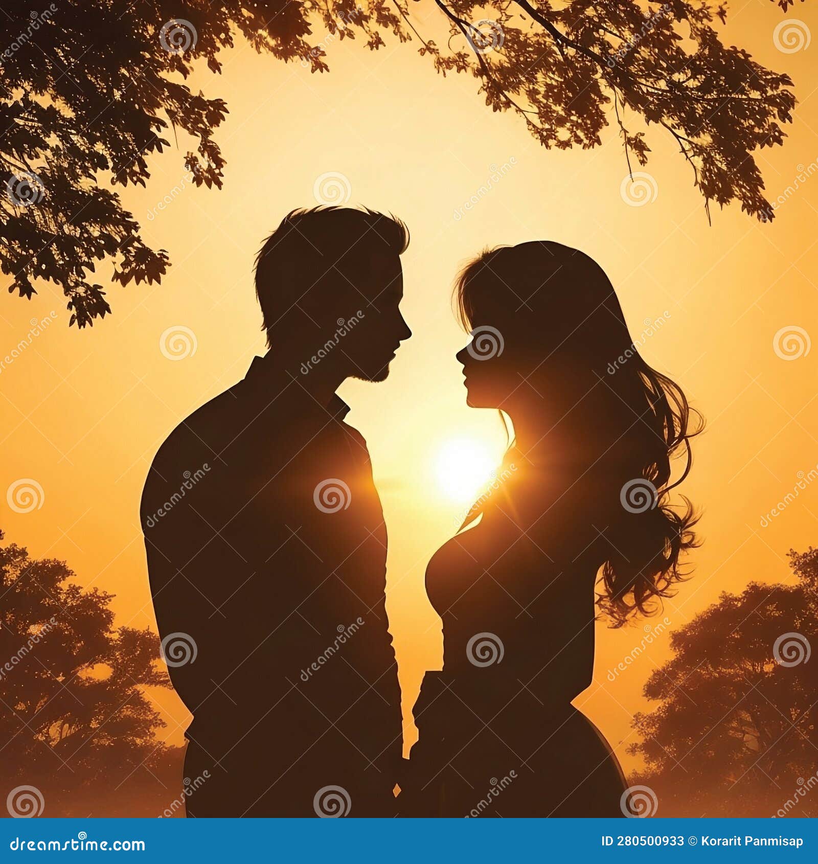 Couple in Nature, Generative Ai Illustation,romantic Stock Illustration ...