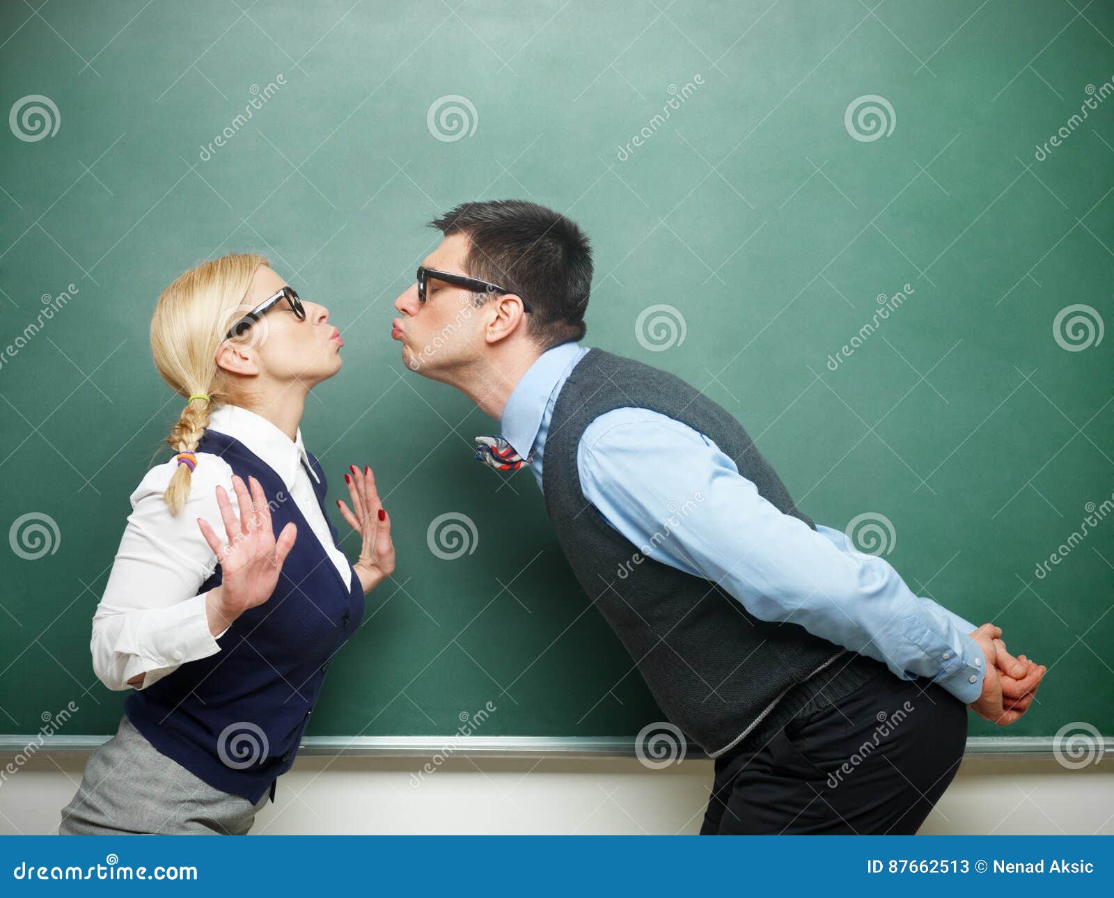 Couple of nerds in love stock image. Image of horizontal - 87662513