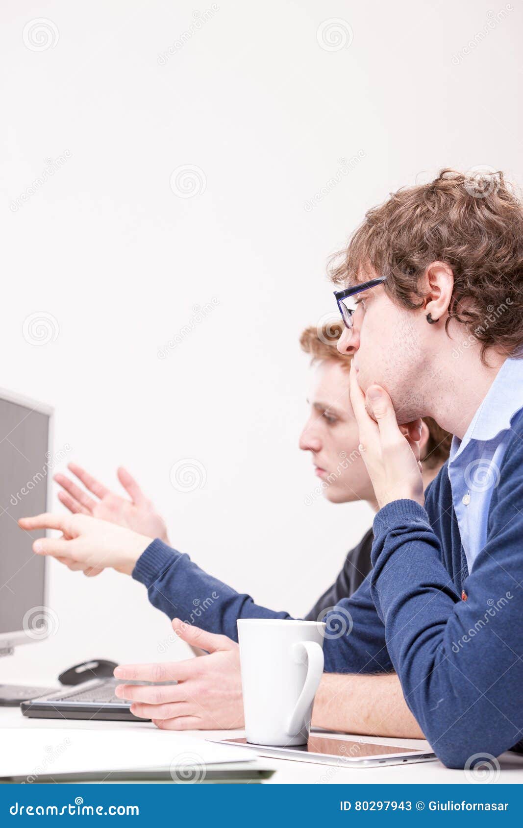 Couple of Office Workers Collaborating Stock Image - Image of gestures ...