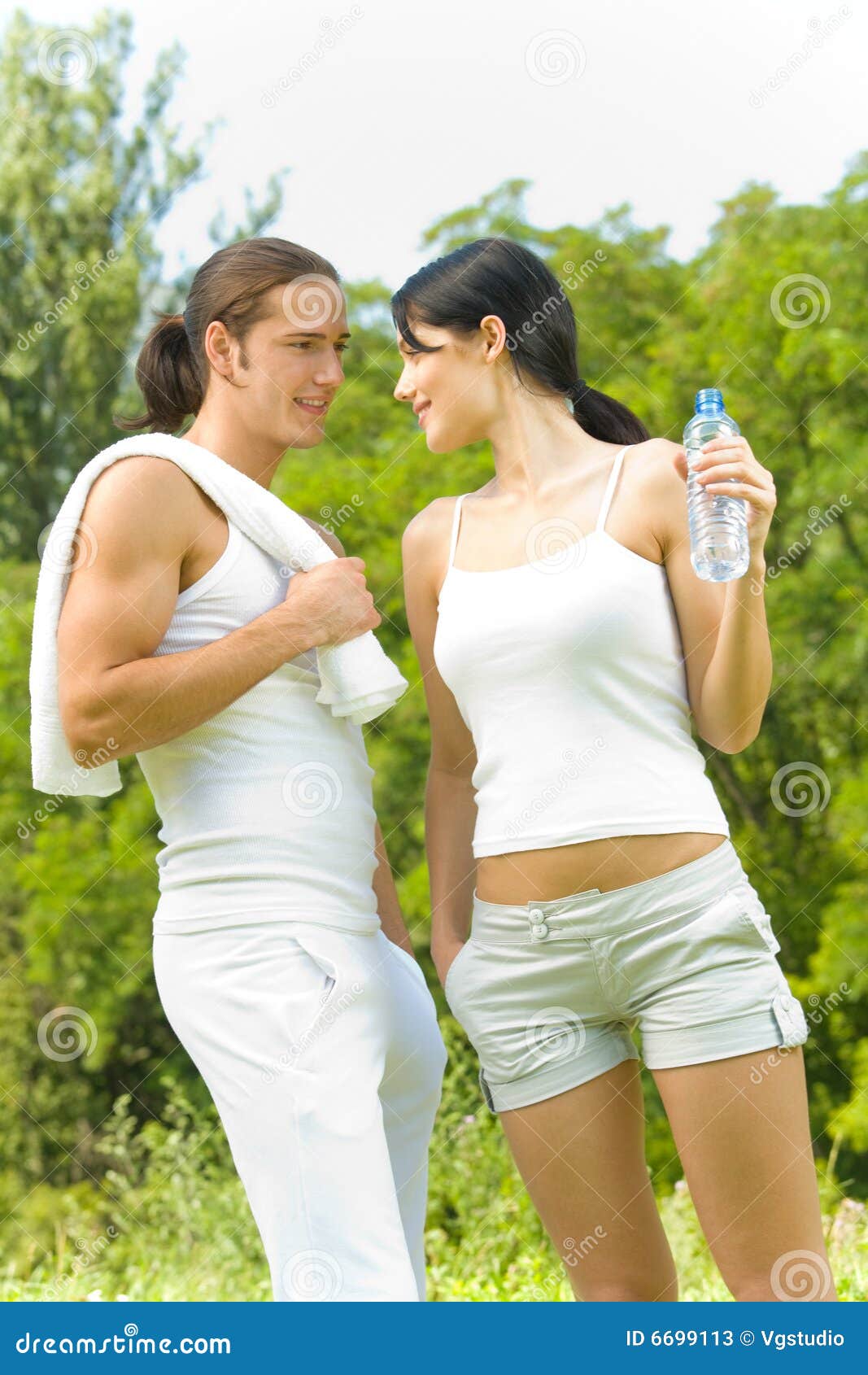 Couple at outdoors workout stock image. Image of male - 6699113
