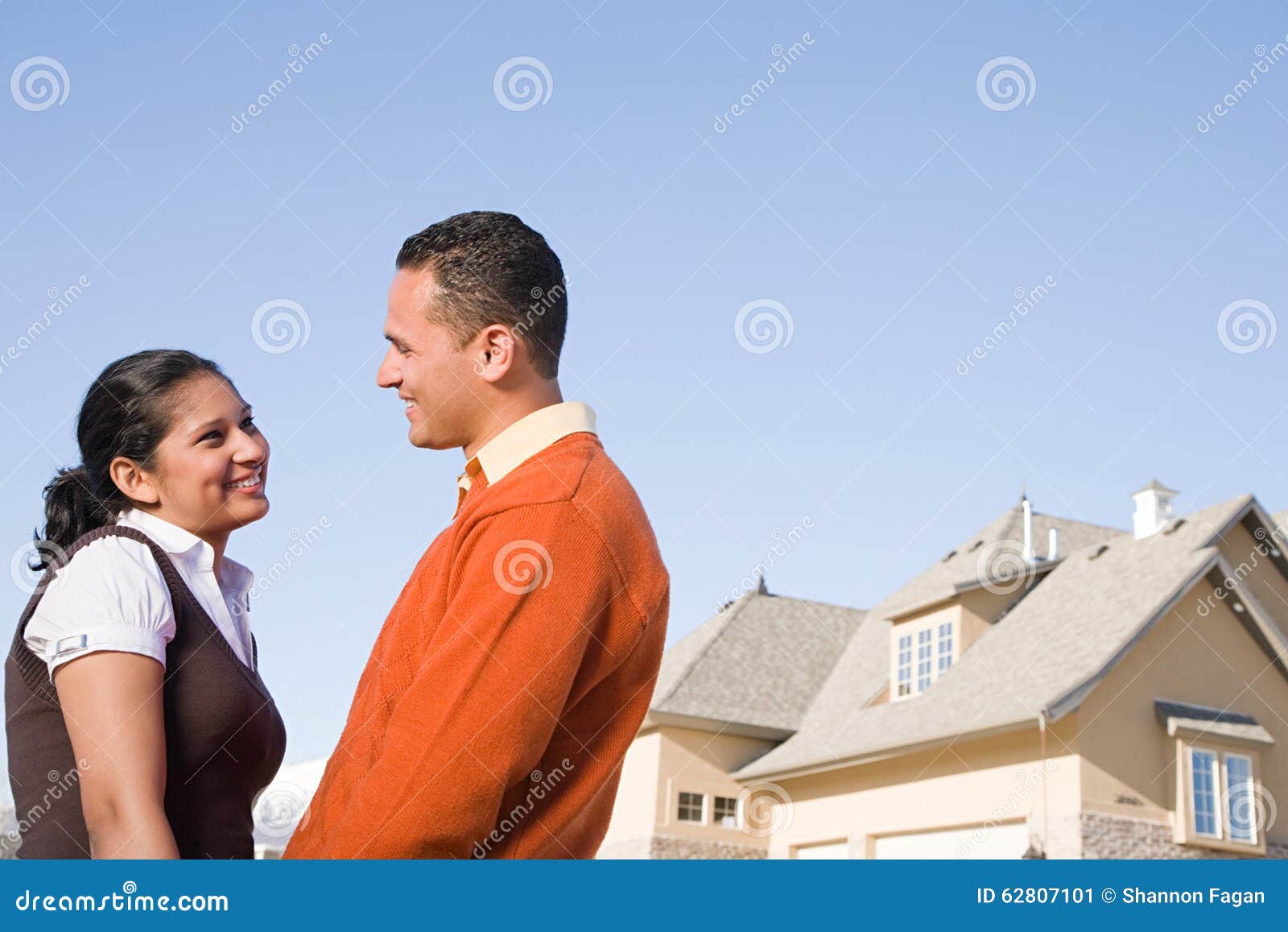 A Couple Outside Their New Home Stock Image - Image of beginnings, face ...