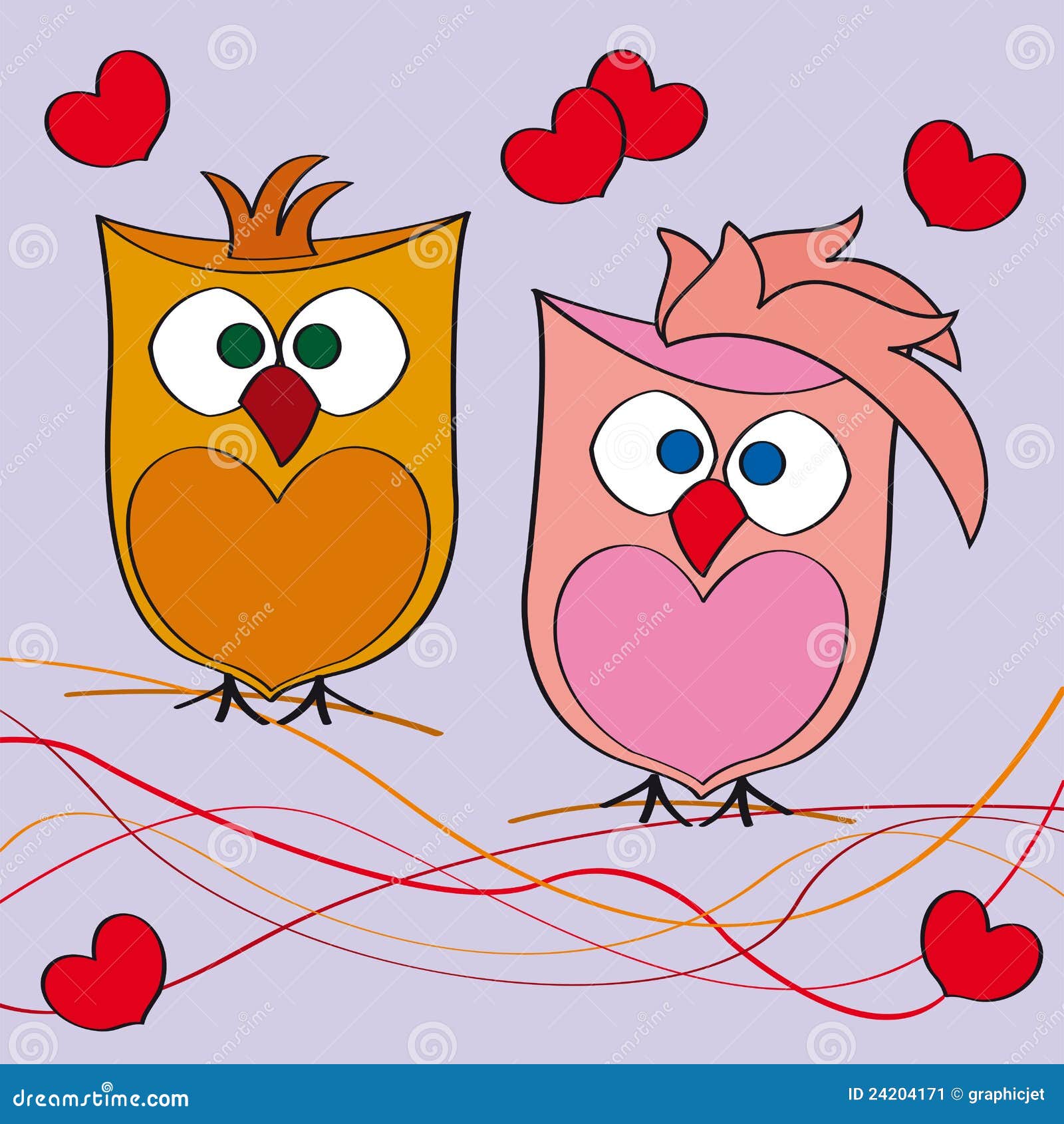 Couple of owls in love stock vector. Illustration of owls - 24204171