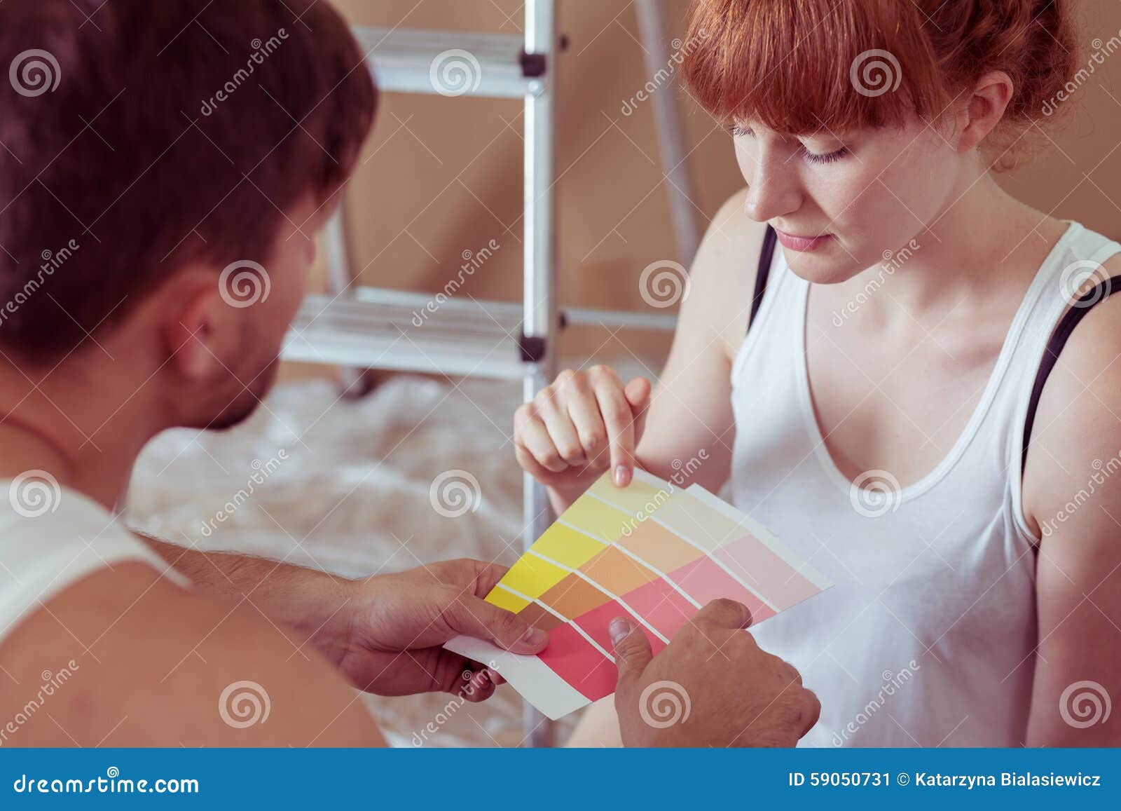 Couple with Palette of Colors Stock Image - Image of colors, interior ...