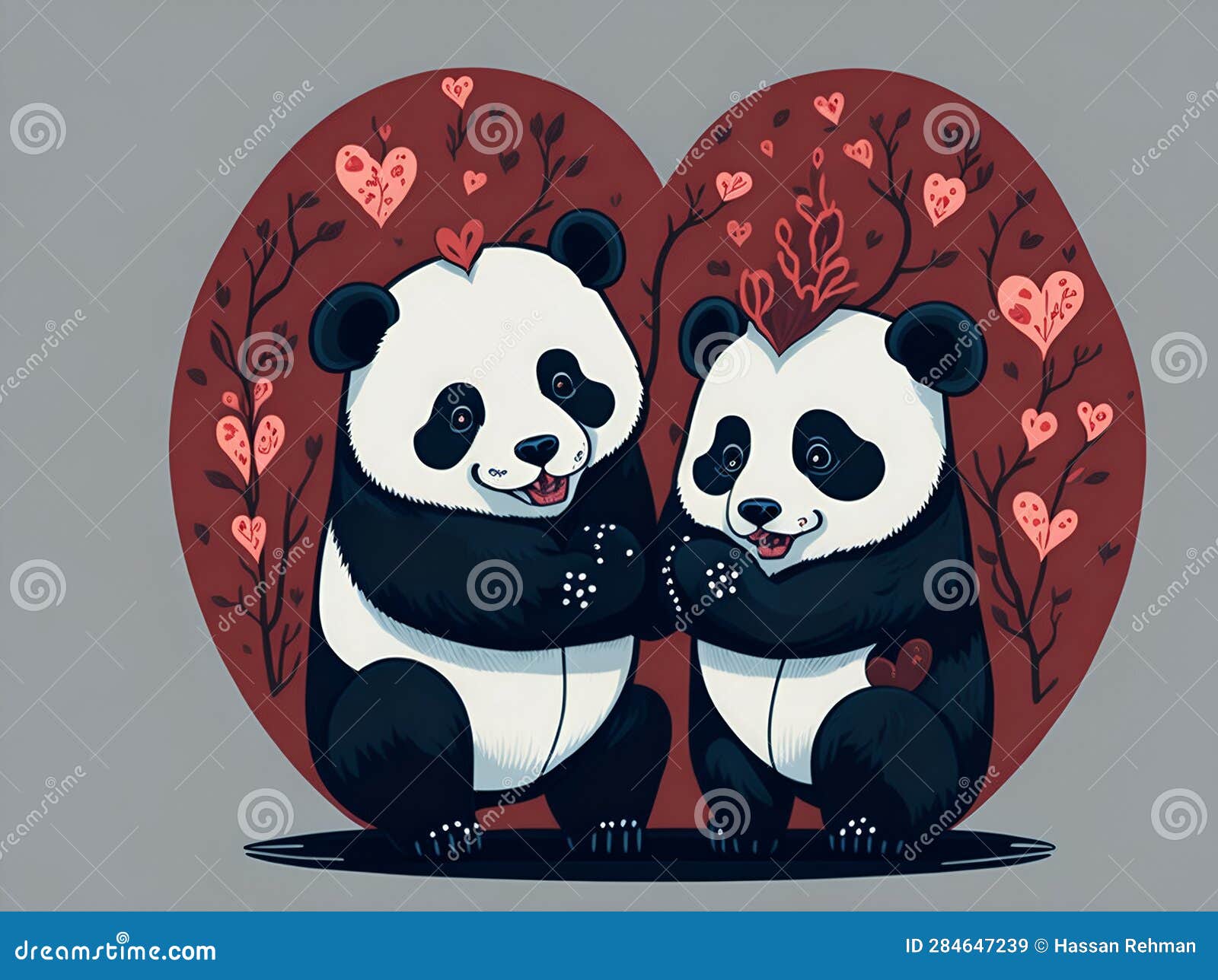 Couple of Pandas Valentines Day Illustration. Ai Generated Stock ...