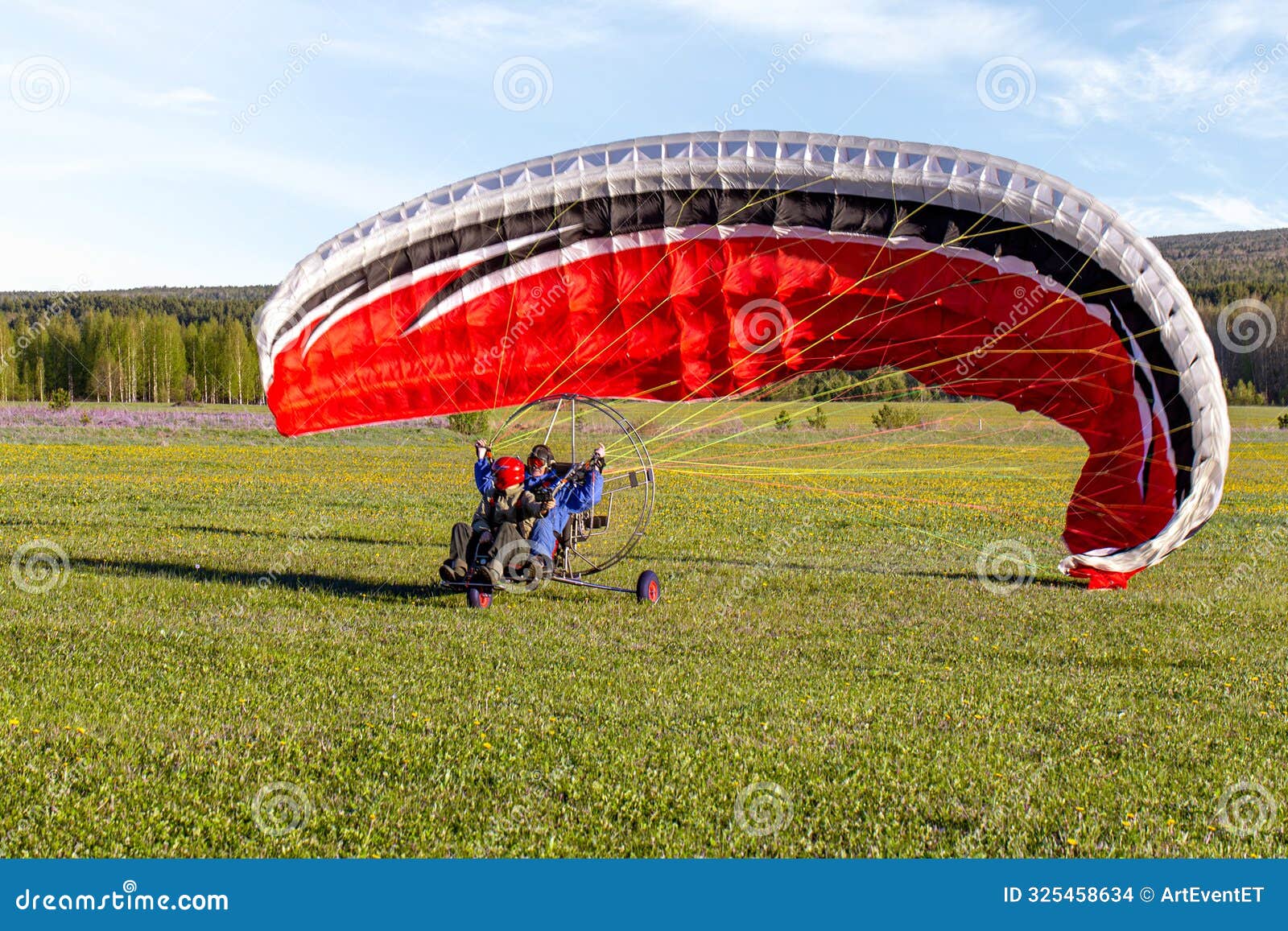 Take-off Of The Motor Paraglider Trike Skyward Royalty-Free Stock ...