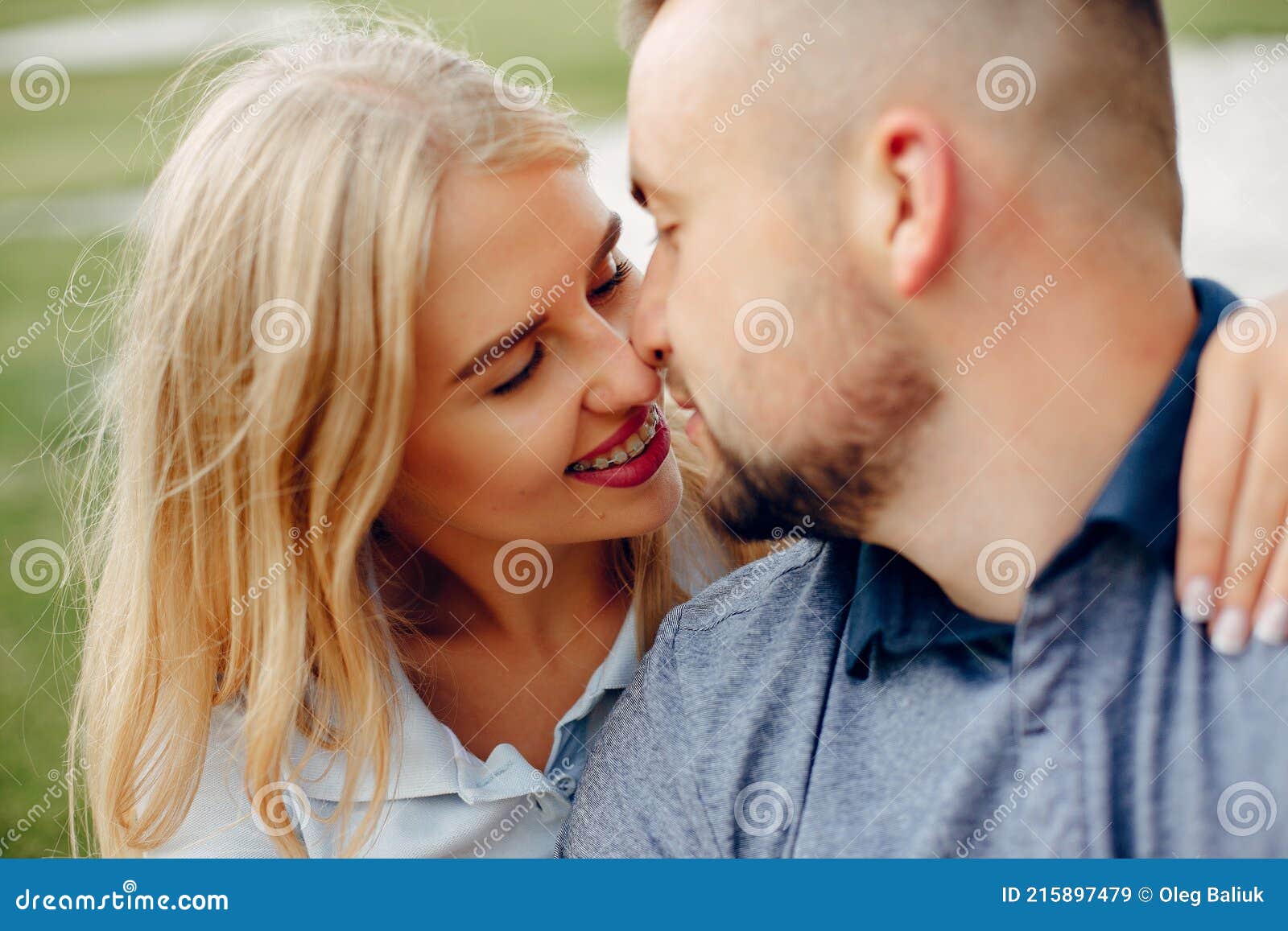 Beautiful Couple Spend Time On A Summer Forest Stock Image Image Of