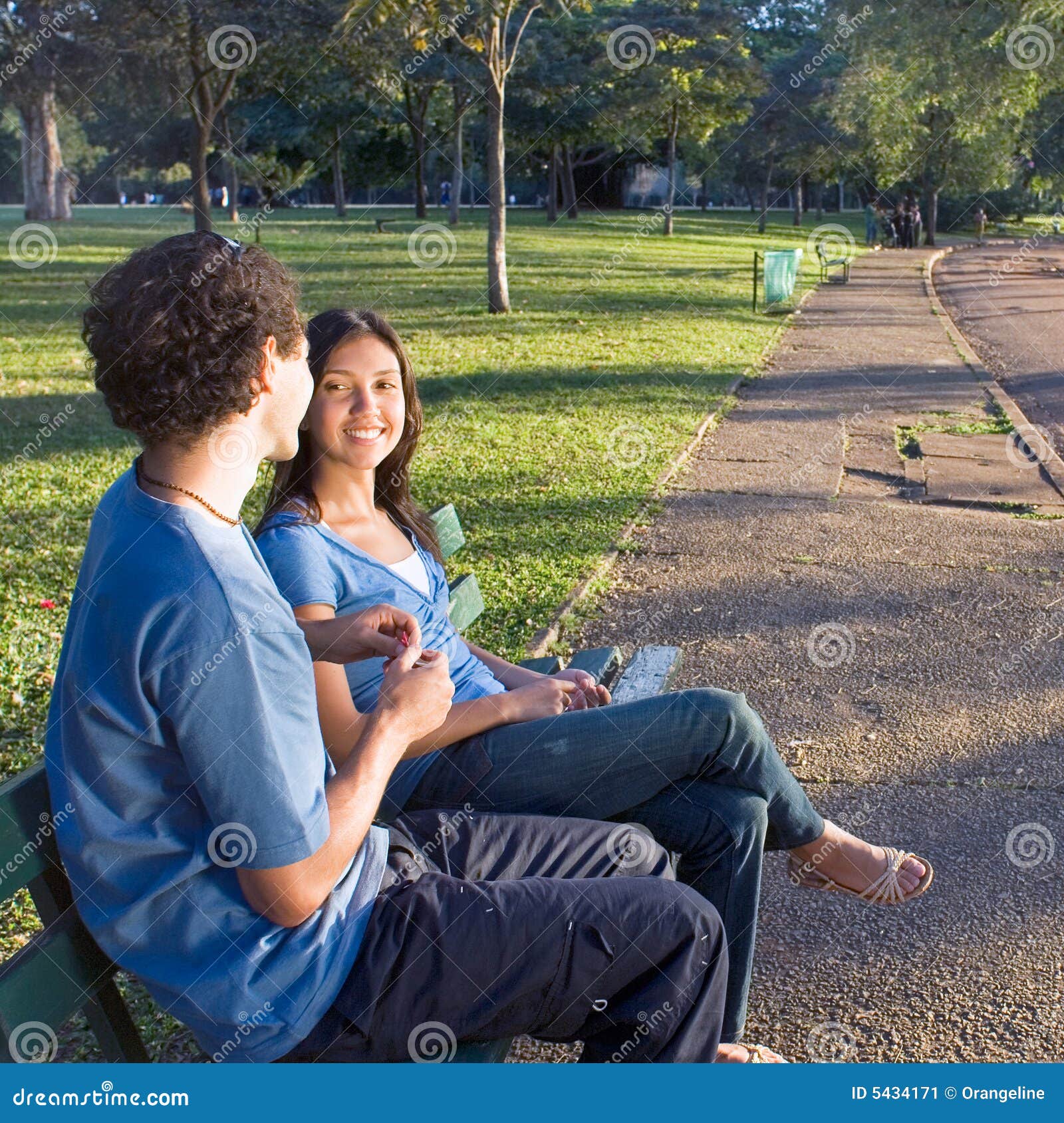Couple on a Park Bench - Horizontal Stock Image - Image of ethnicities ...