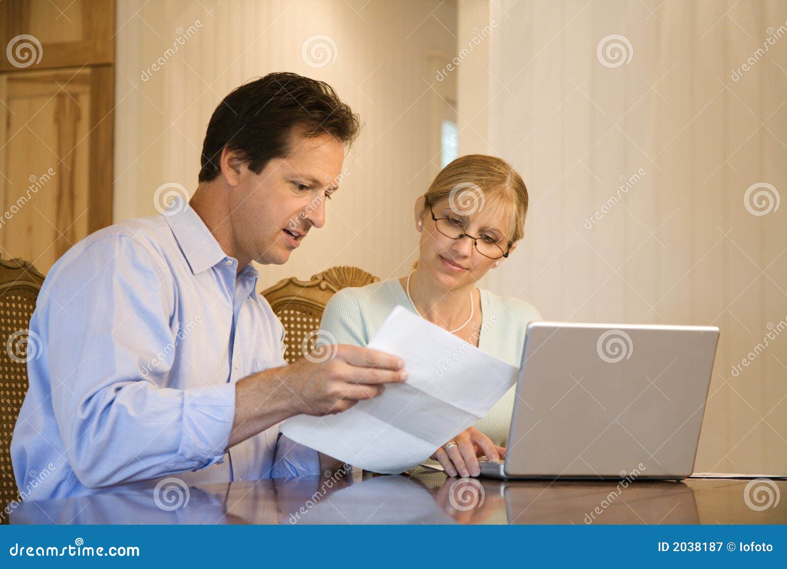 Couple Paying Bills on Computer. Stock Image - Image of colour ...
