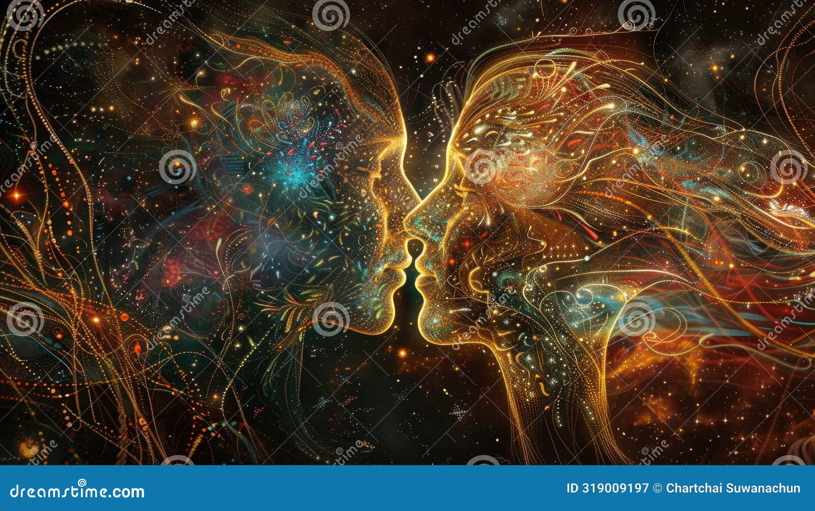 A Couple of People are Kissing in Space by AI Generated Image Stock ...