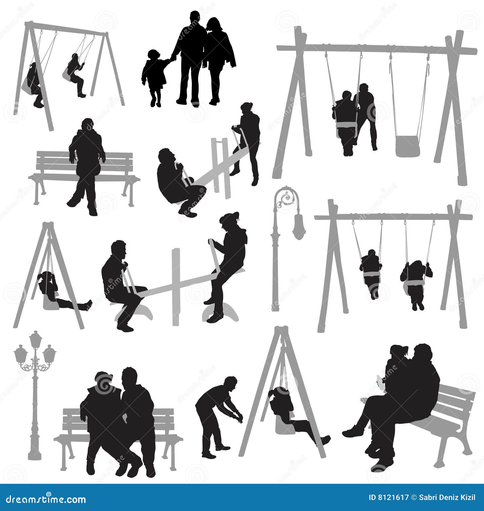Couple People in Park Vector Stock Vector - Illustration of silhouette ...