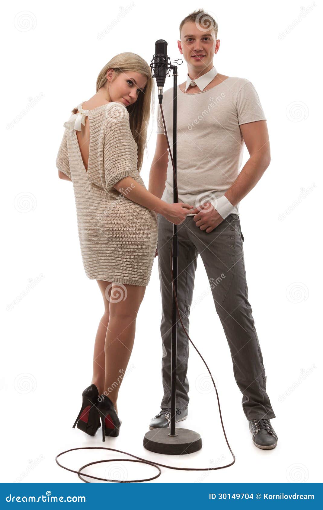 Performs Duet Singing Microphone Stock Photo - Image of microphone ...