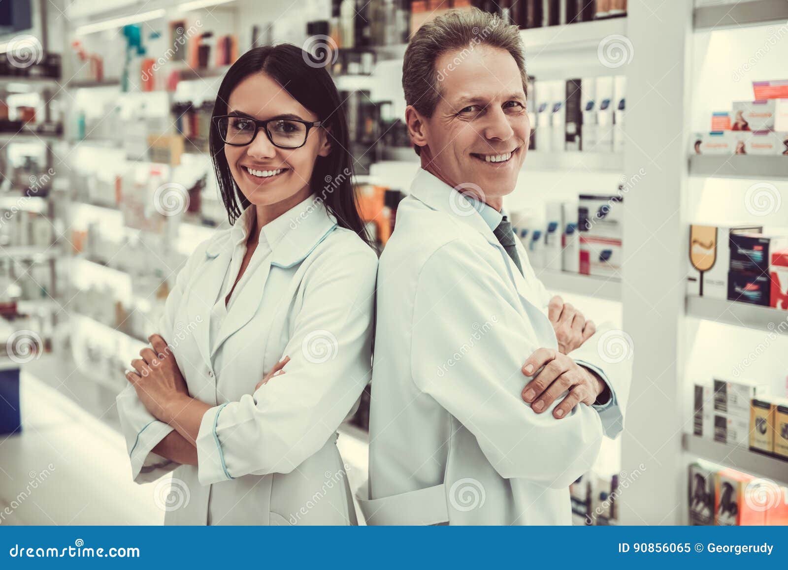 Couple of pharmacists stock image. Image of clerk, medication - 90856065