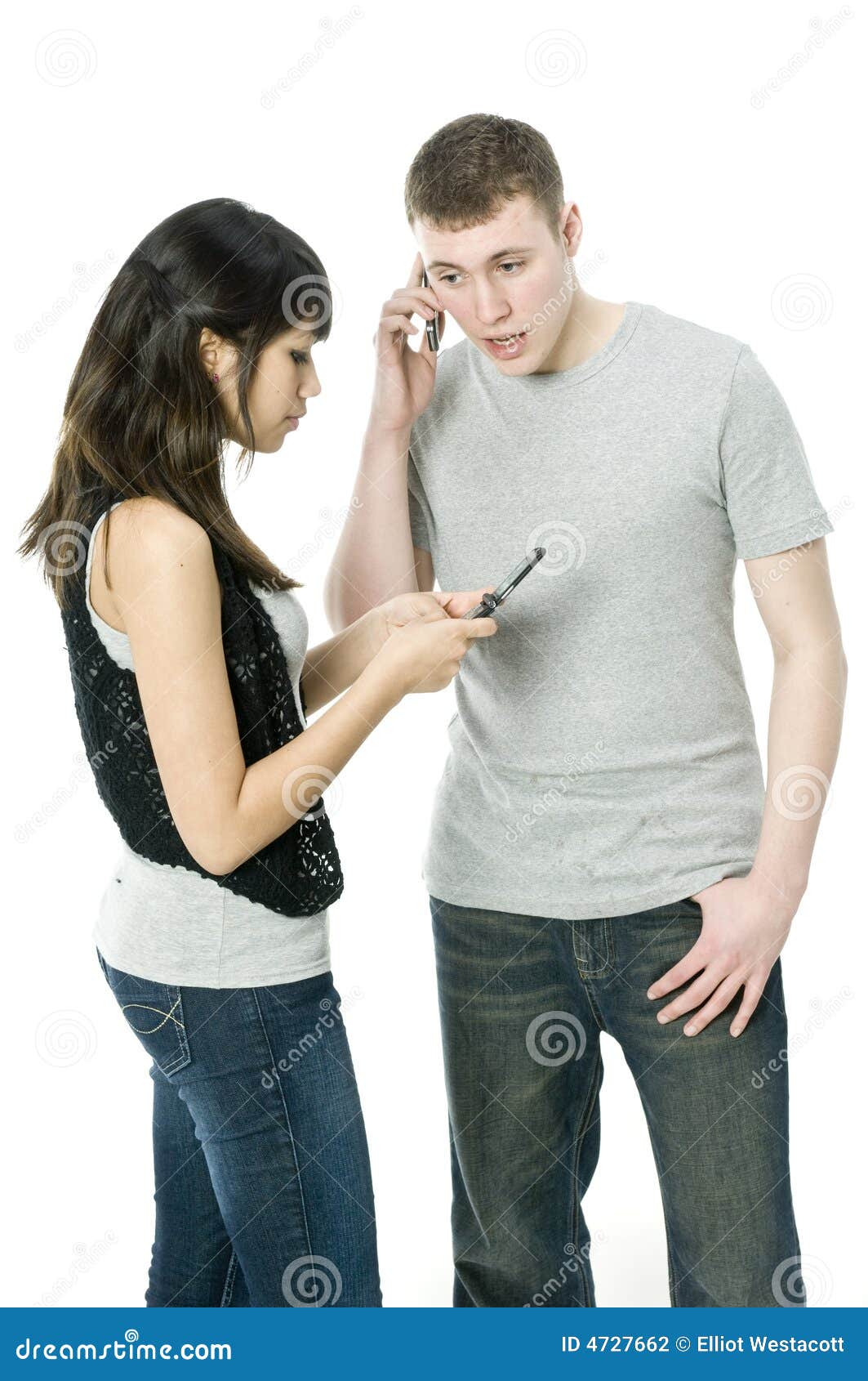 Couple on the Phone stock photo. Image of relationship - 4727662