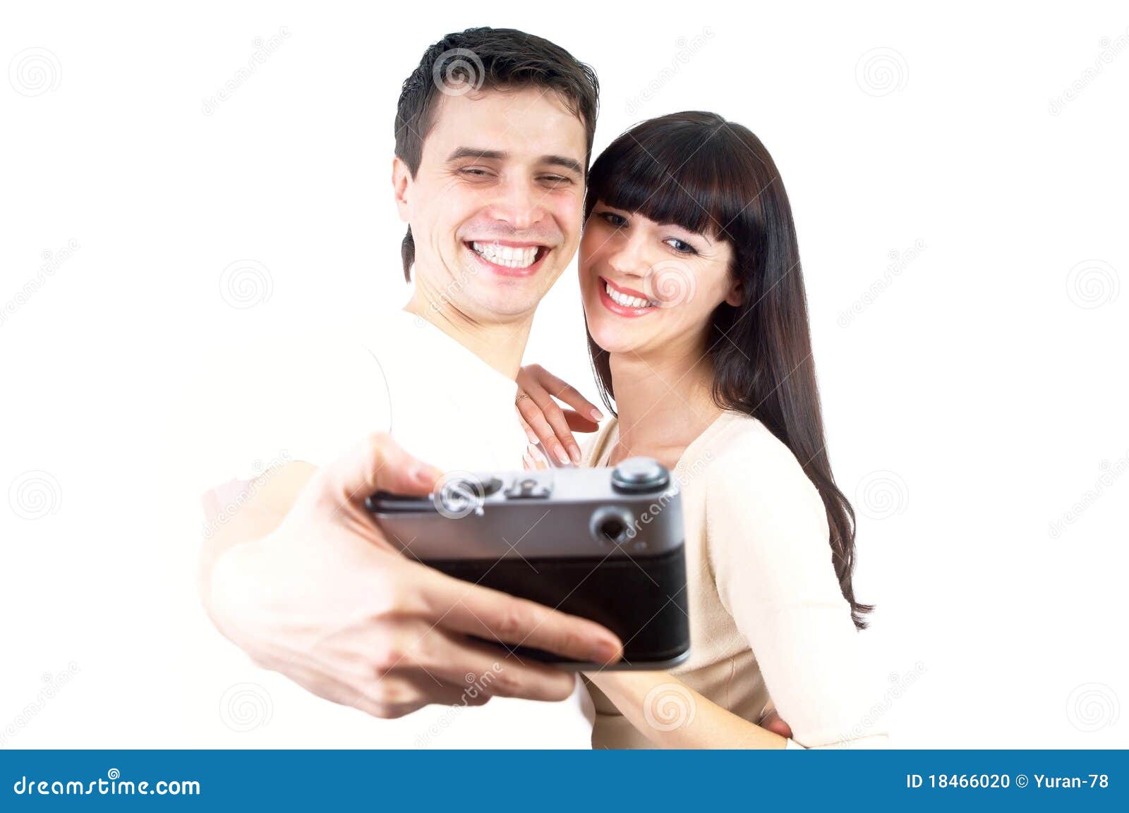 Couple with photo camera stock photo. Image of filming - 18466020