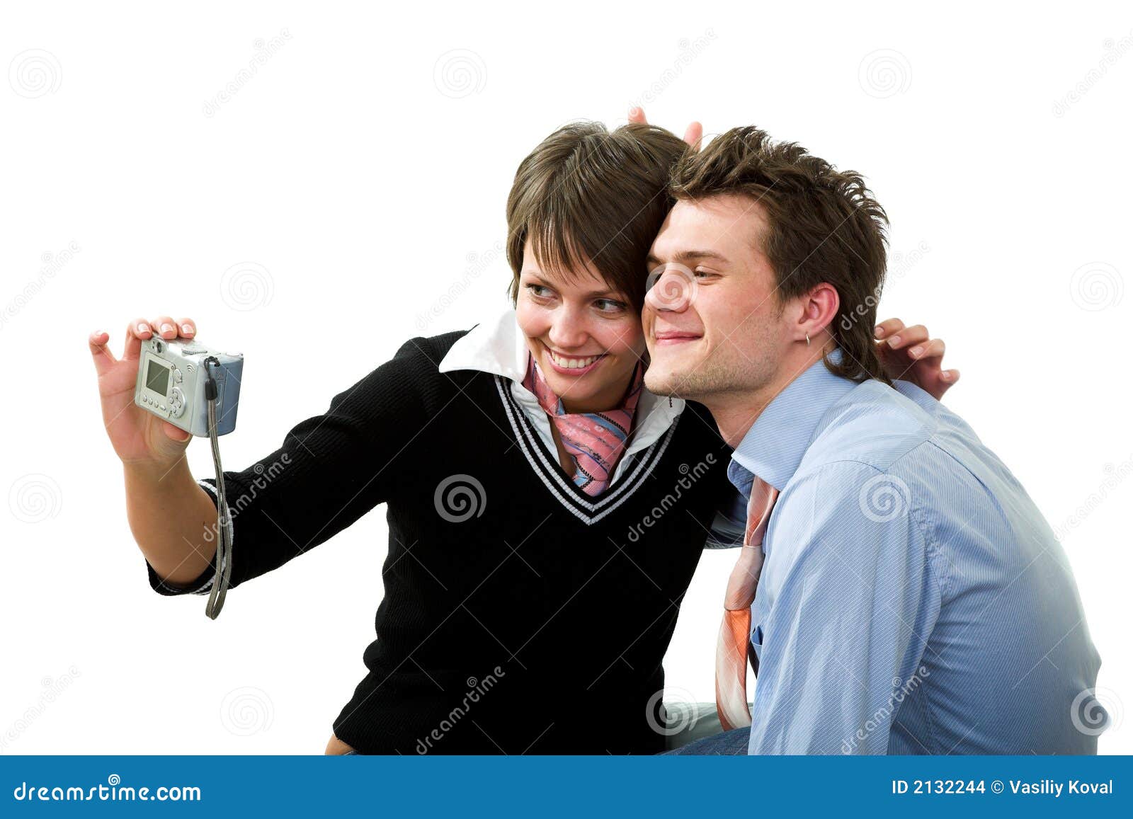 Couple with photocamera stock photo. Image of friends - 2132244