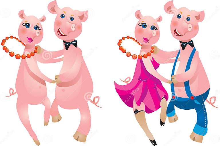 Couple of pigs dancing stock vector. Illustration of cartoon - 22002945