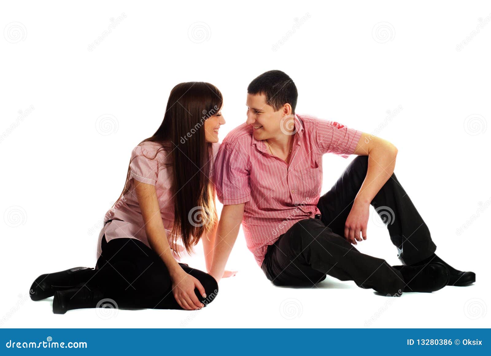 Couple in pink stock photo. Image of people, laughing - 13280386