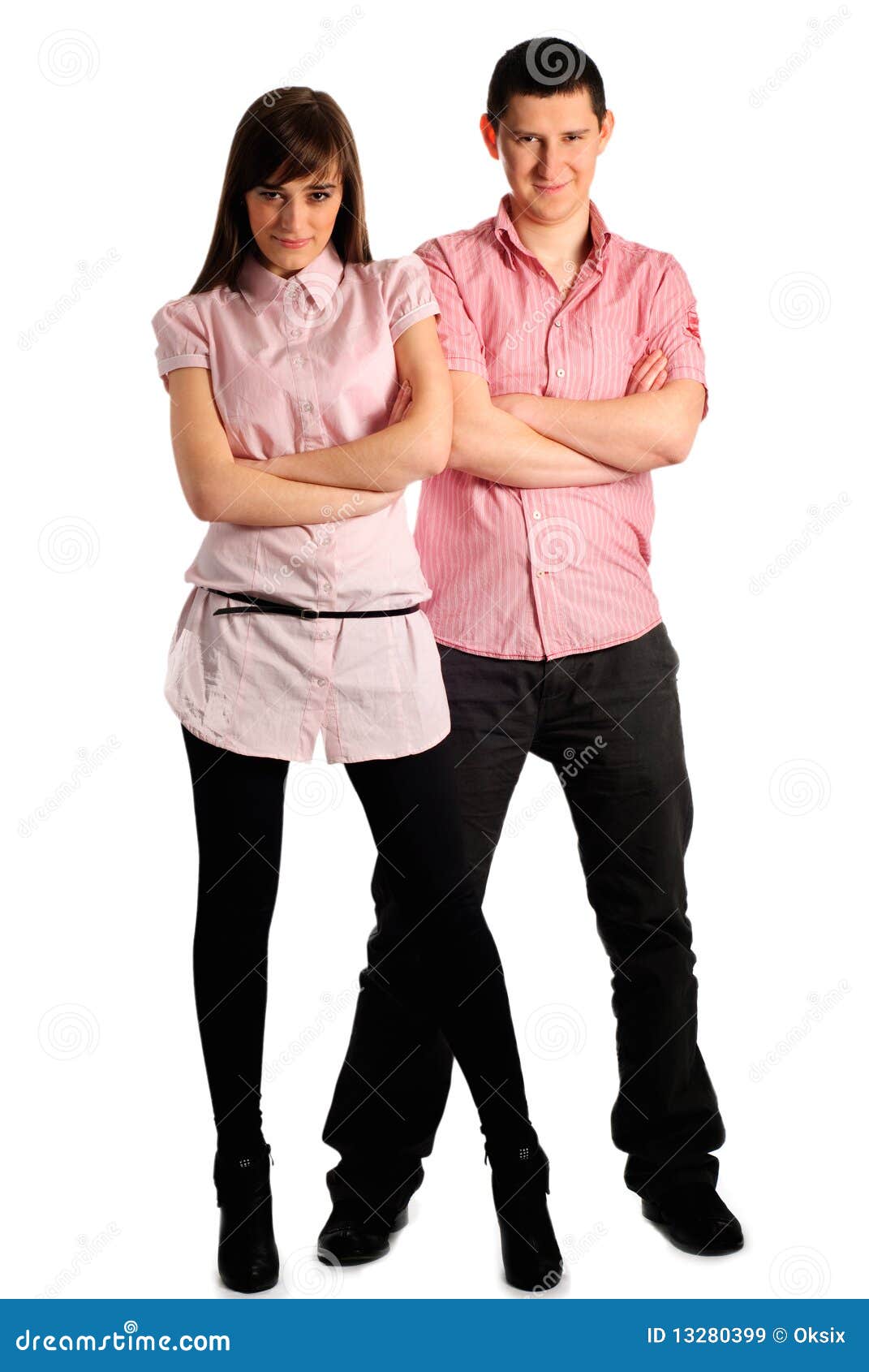 Couple in pink stock image. Image of cheerful, beauty - 13280399