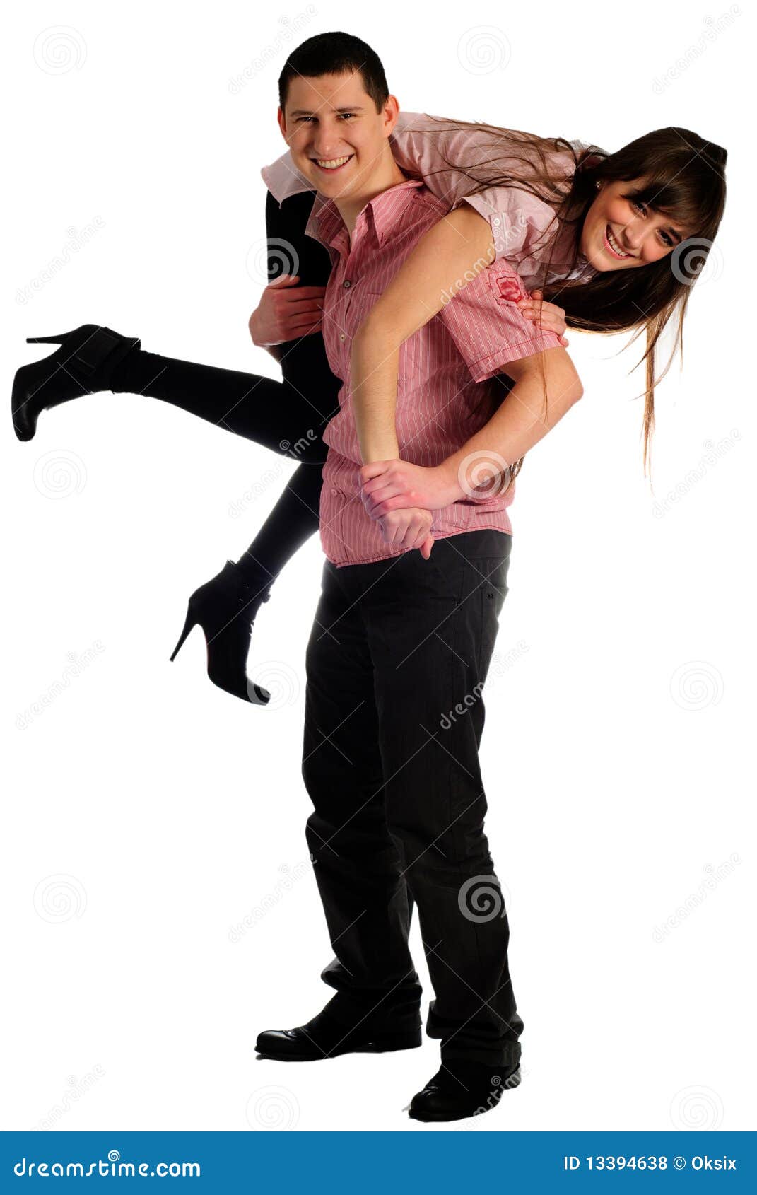 Couple in pink stock photo. Image of cheerful, beauty - 13394638