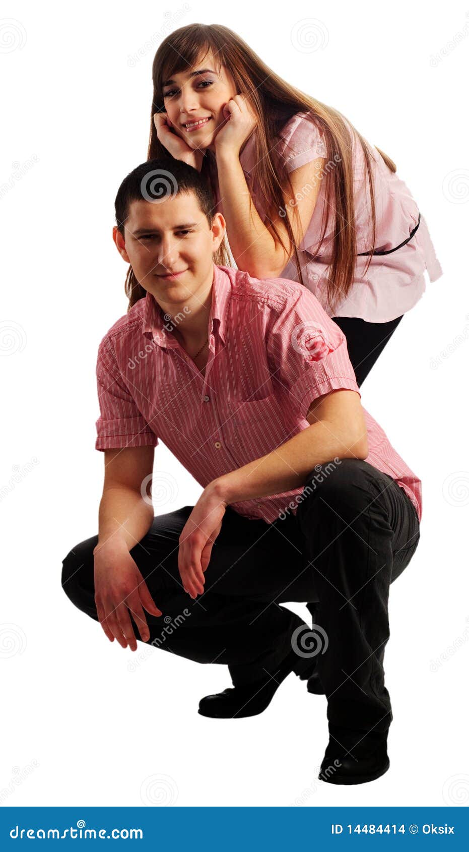 Couple in pink stock photo. Image of hair, casual, smiling - 14484414