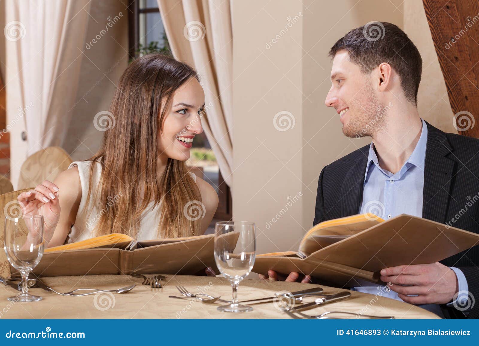 Couple before Placing an Order Stock Image - Image of happy, marriage ...